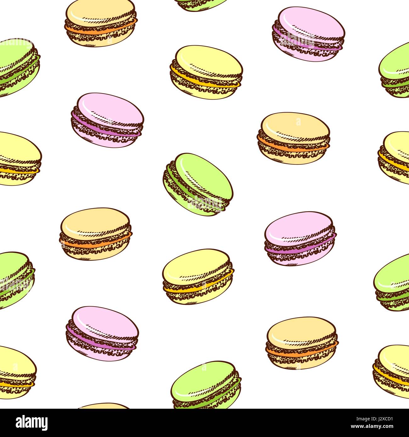 Seamless background with colored macaroons. Pasty traditional sweet ...