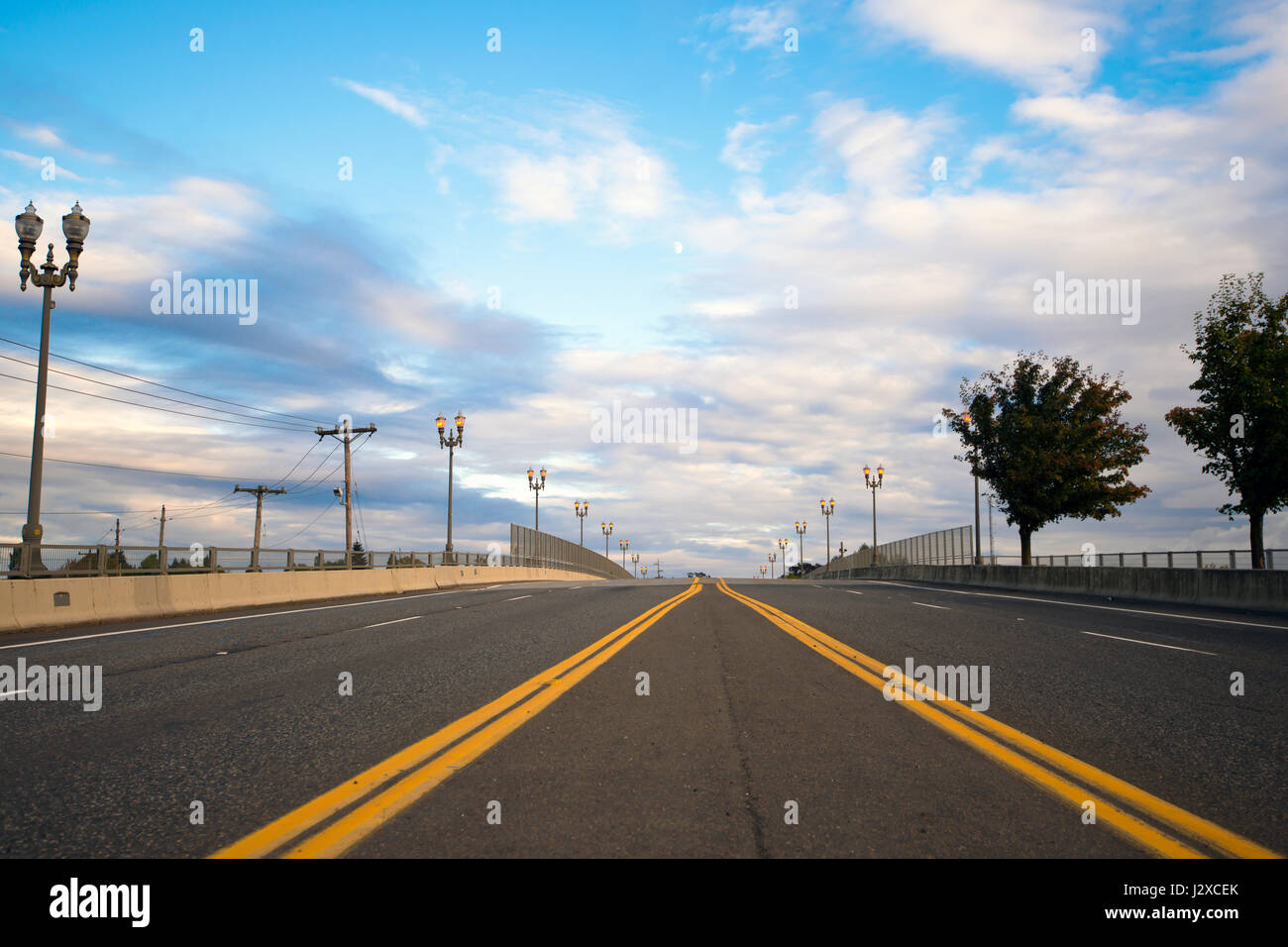 Multiband Wide asphalted road with a dividing strip oncoming traffic ...