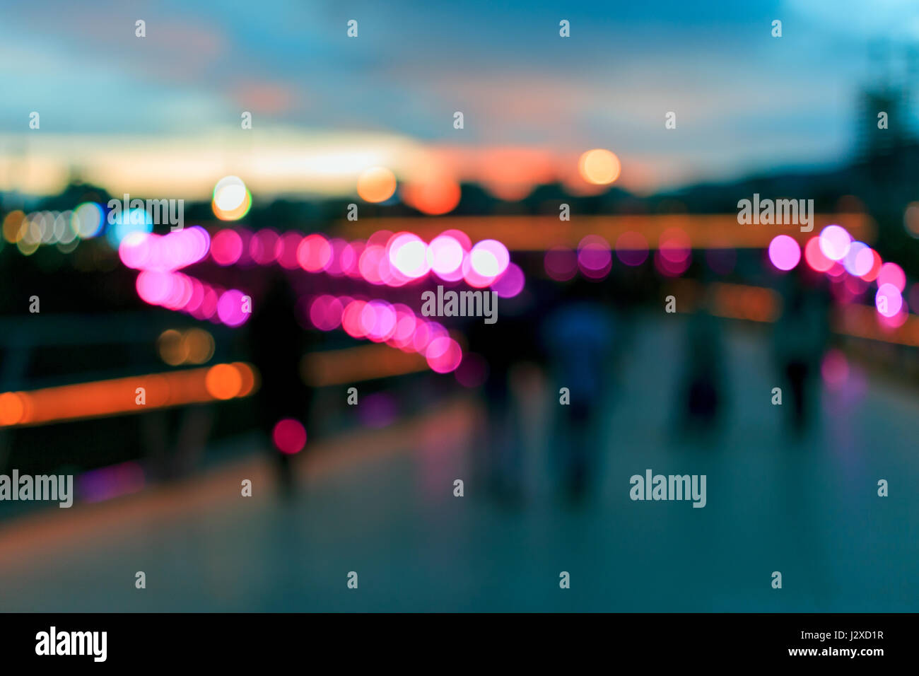 Abstract blurred bokeh lights of a pedestrian bridge Stock Photo - Alamy