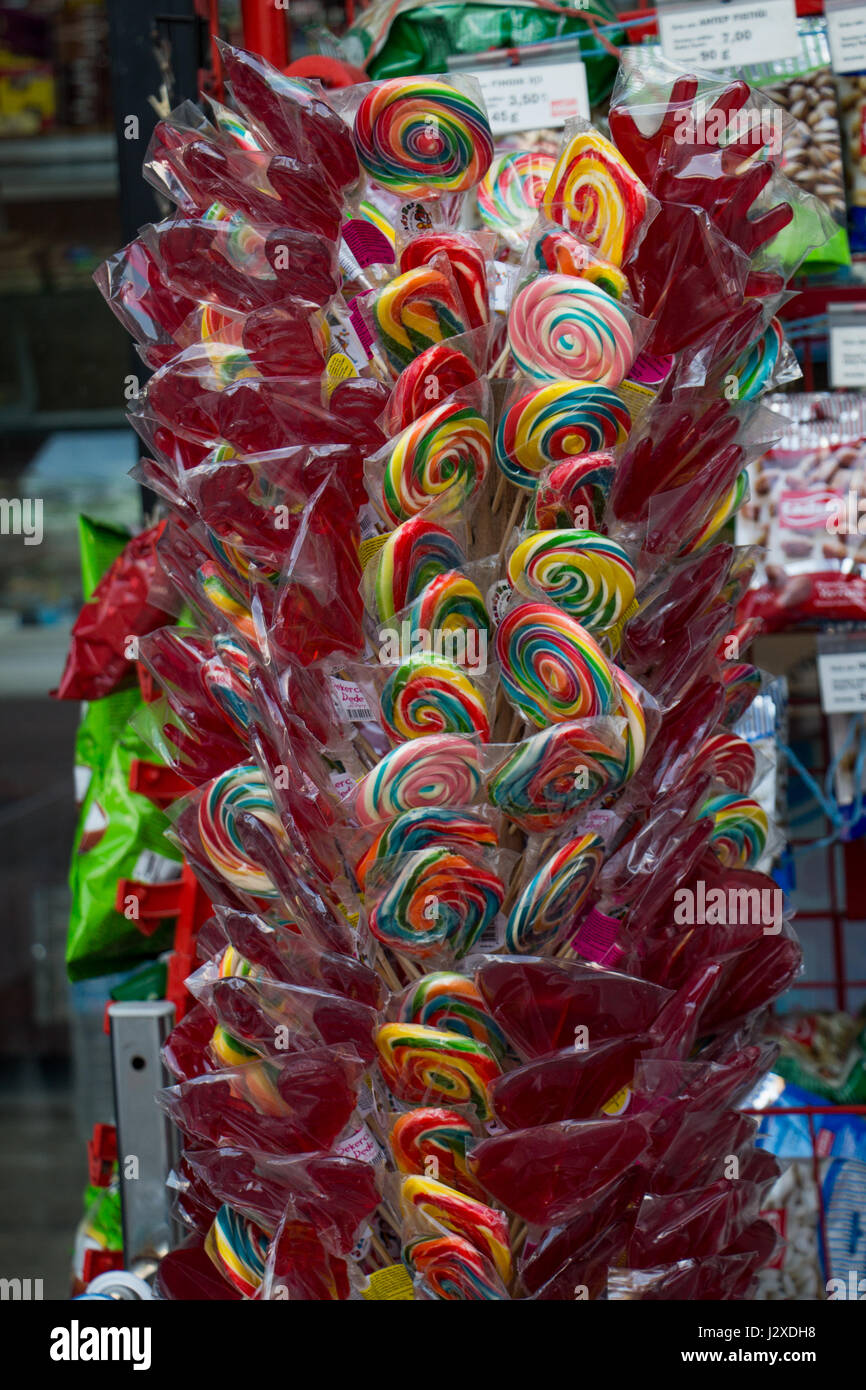 delicious colorful swirl candy and sweets for kids Stock Photo - Alamy