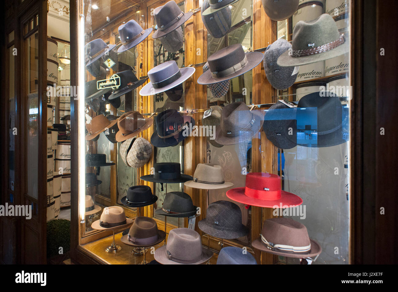 window of a traditional hat shop in Seville, Spain Stock Photo - Alamy