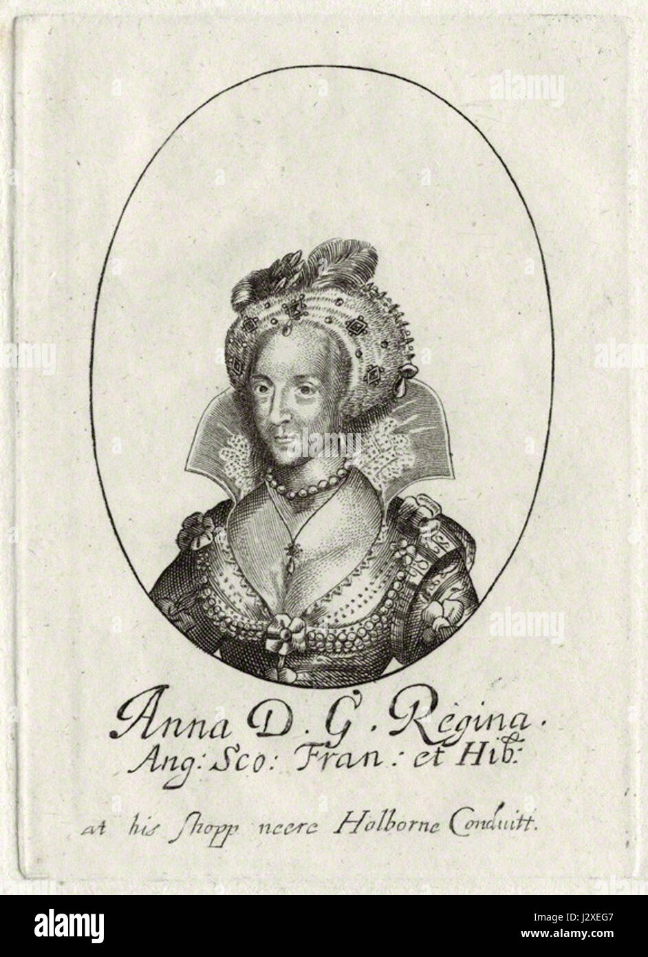 This engraving by William Faithorne features Anne of Denmark, the wife ...