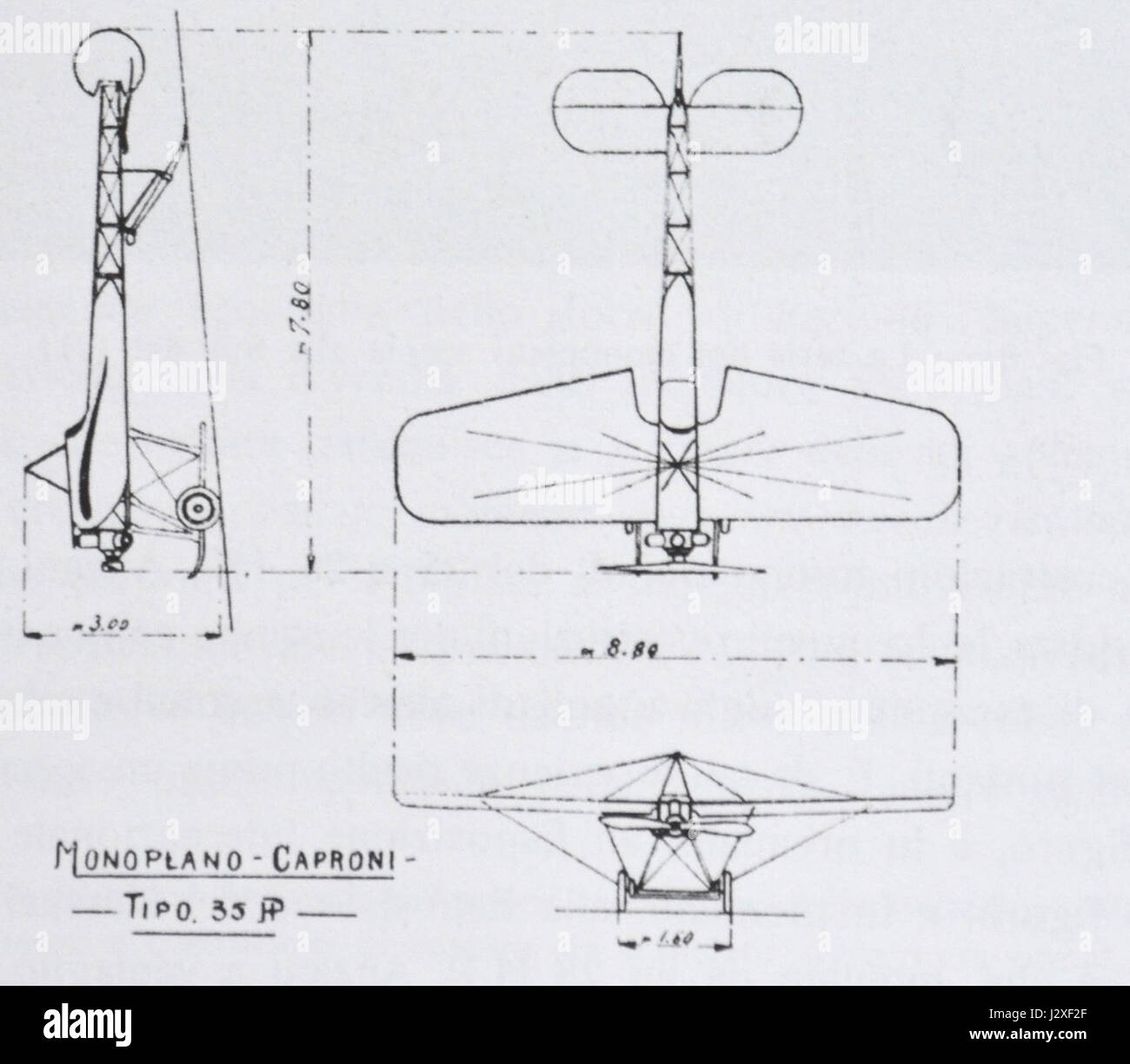 The Monoplano Caproni Tipo 35 HP is a historical aircraft, likely a ...