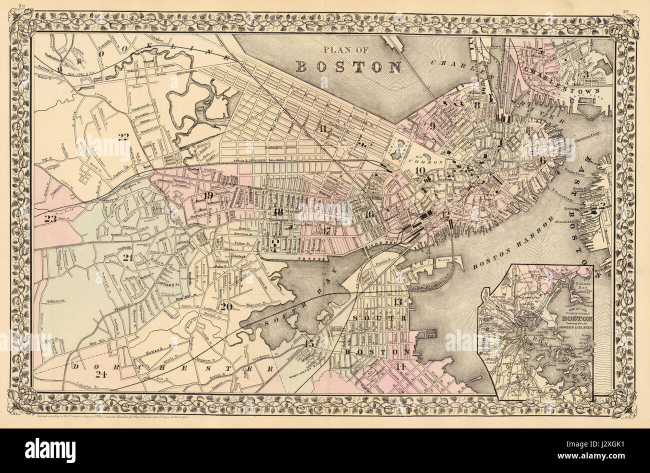 Map of boston 1880 hi-res stock photography and images - Alamy