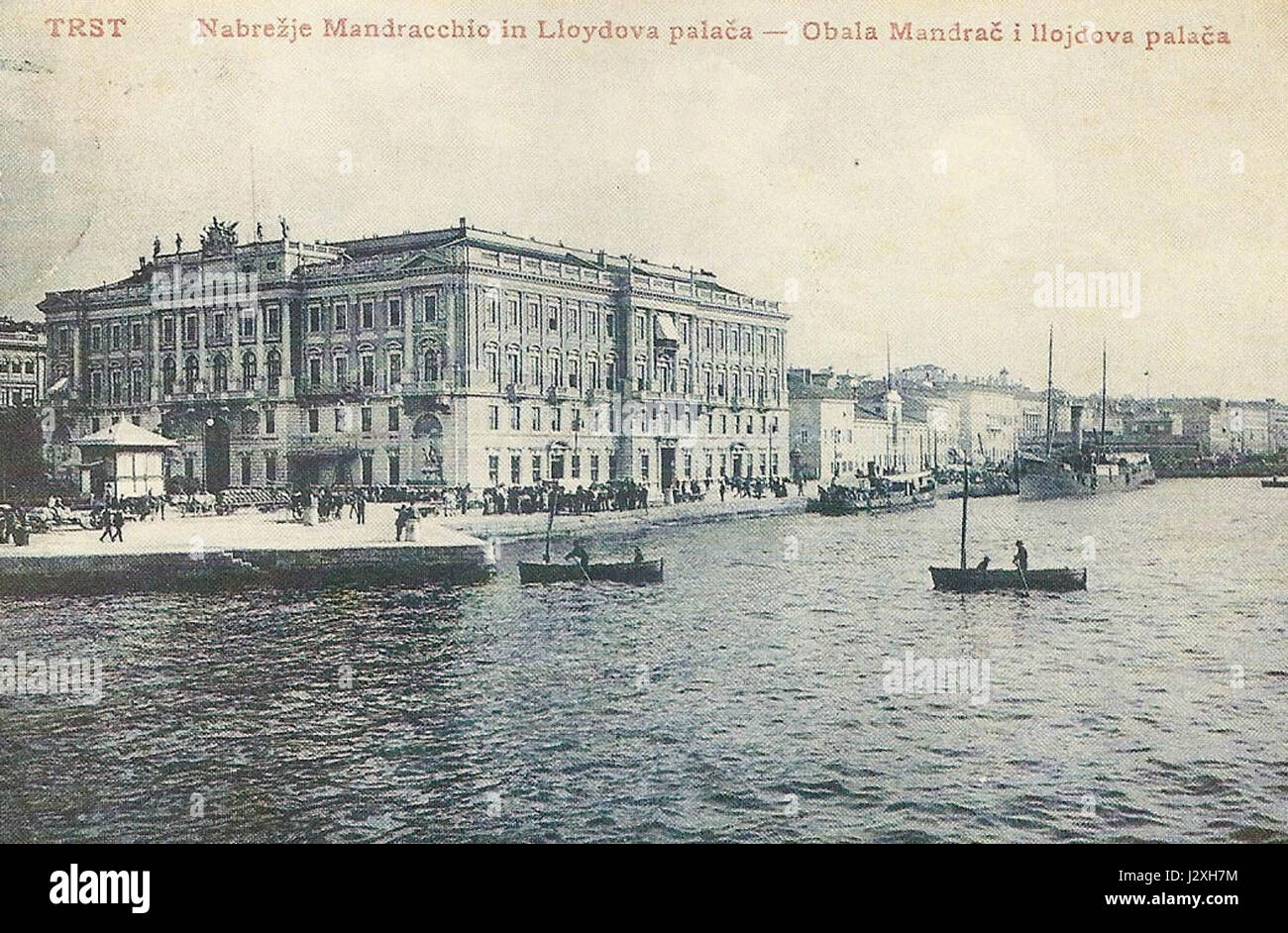 A historical postcard from 1918, depicting Trieste (Trsta), an Italian ...