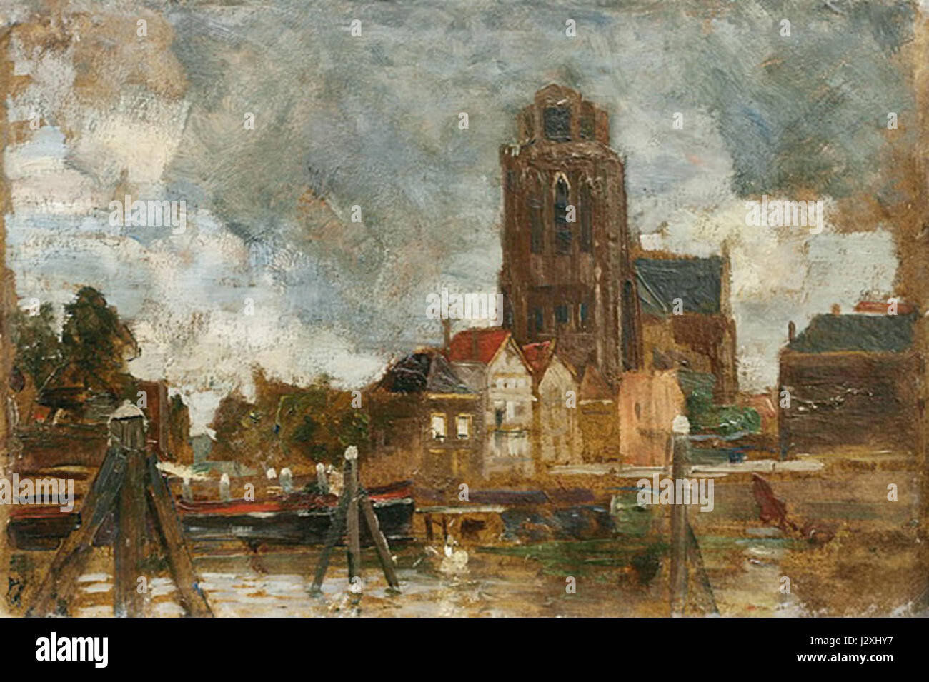 This depiction of Dordrecht, a city in the Netherlands, shows a ...