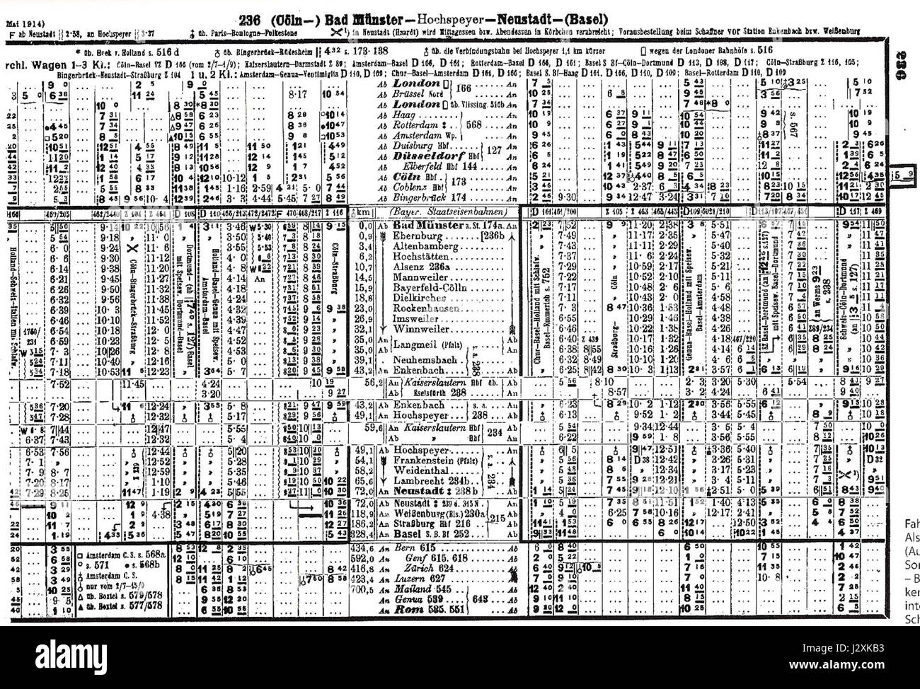 The Alsenztalbahnfahrplan of 1914 is a historical railway timetable for ...