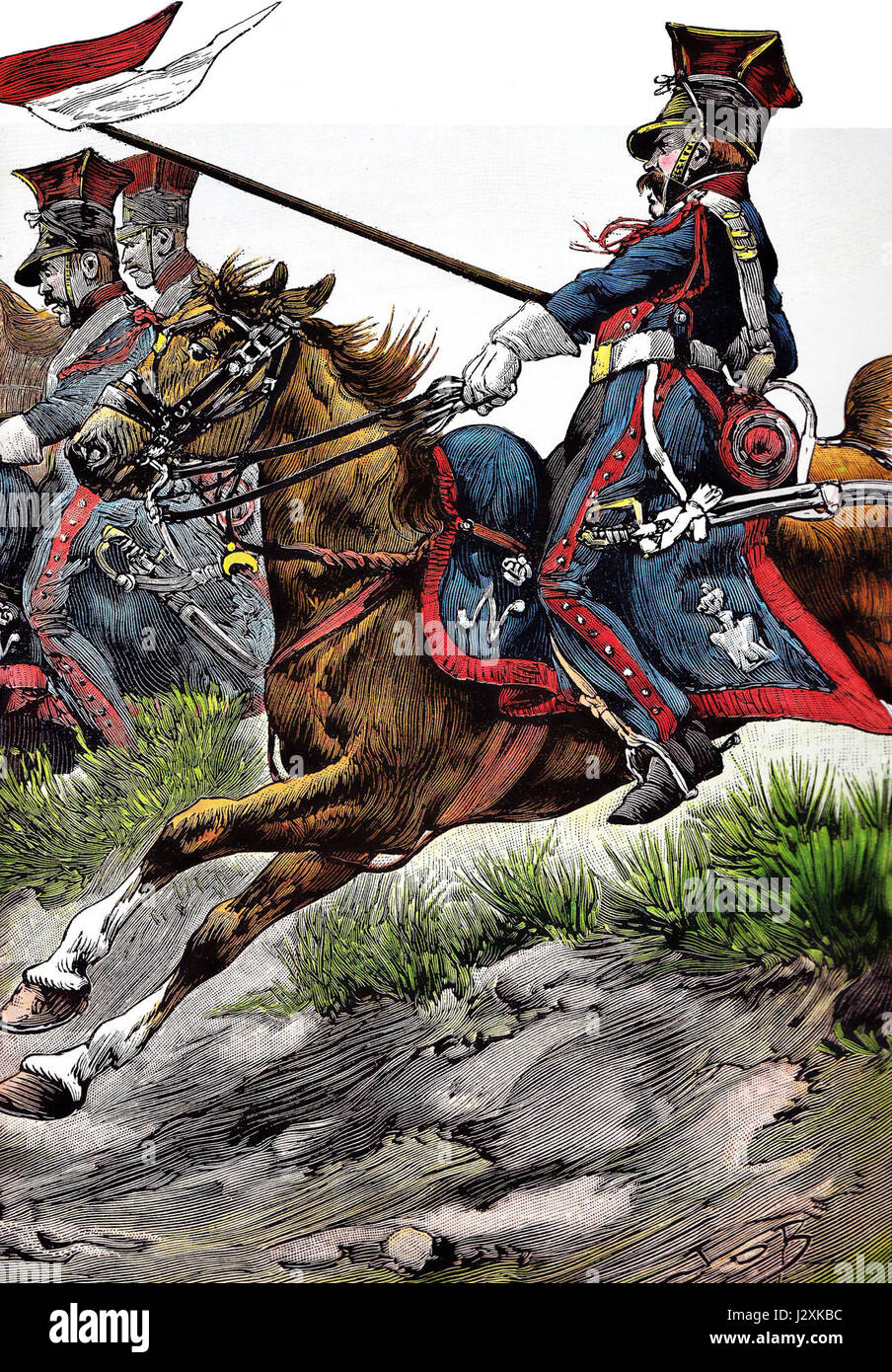 This historical artwork depicts the charge of the Polish Lancers of the ...