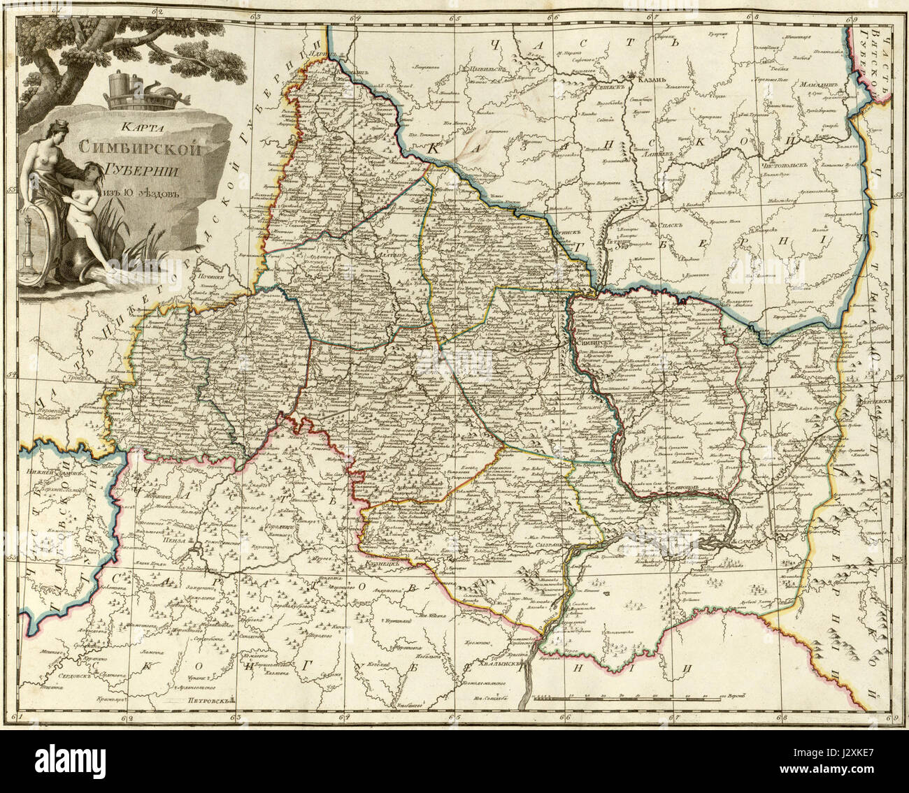 Atlas of Russian Empire (1800). Simbirsk governorate Stock Photo - Alamy