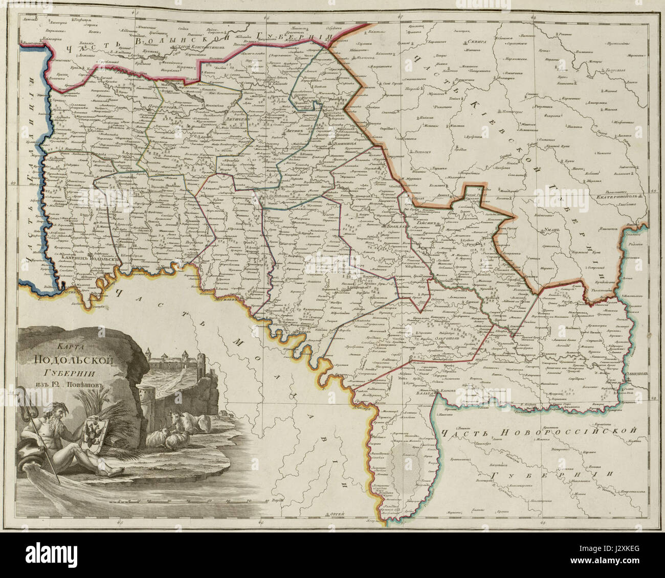 Atlas of Russian Empire (1800). Podolia governorate Stock Photo - Alamy