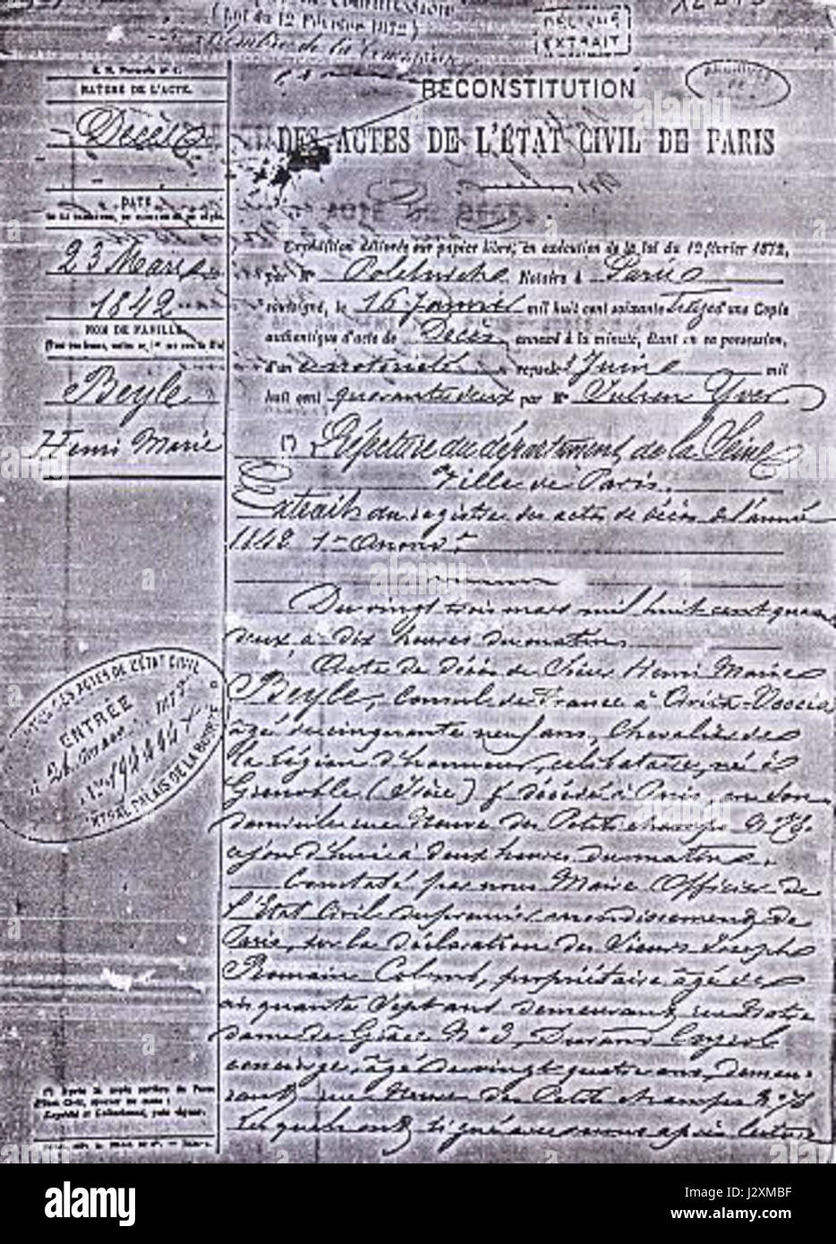 Acte de deces hi-res stock photography and images - Alamy