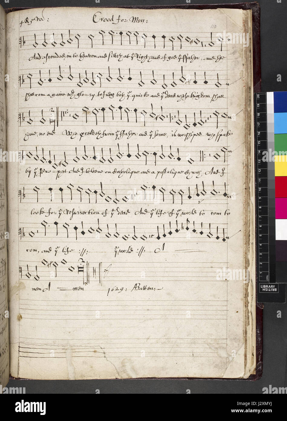 Adrian Batten - Creed for men. (BL Add MS 29289 f. 110r Stock Photo - Alamy