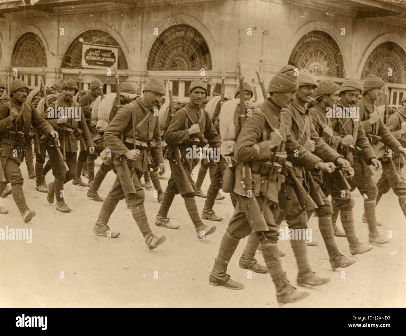 This image depicts Ottoman troops and soldiers in Aleppo, Syria, during ...