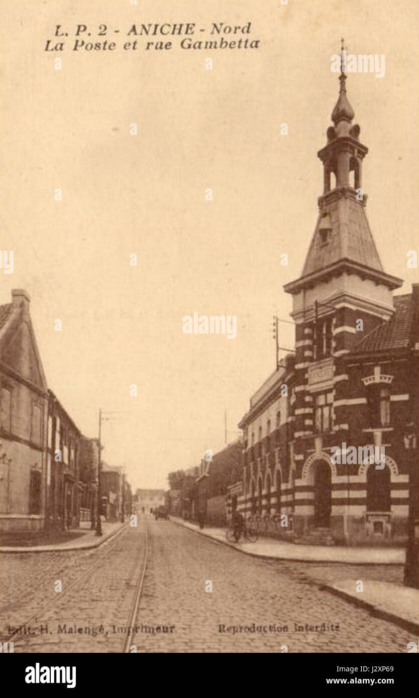 Aniche's La Poste and Rue Gambetta depict the town's postal service and ...