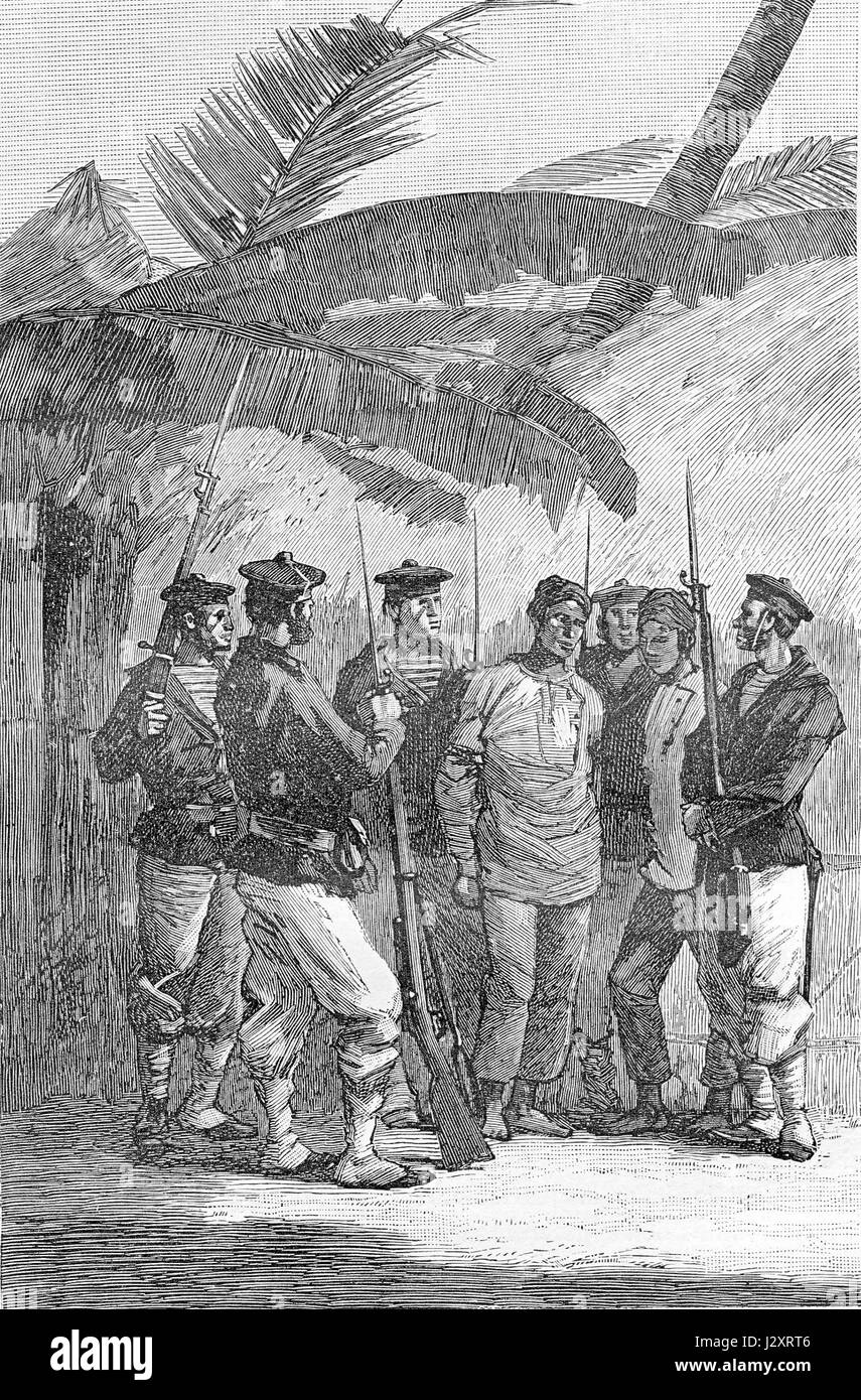 The image depicts the arrest of a pirate chief, marking a significant ...