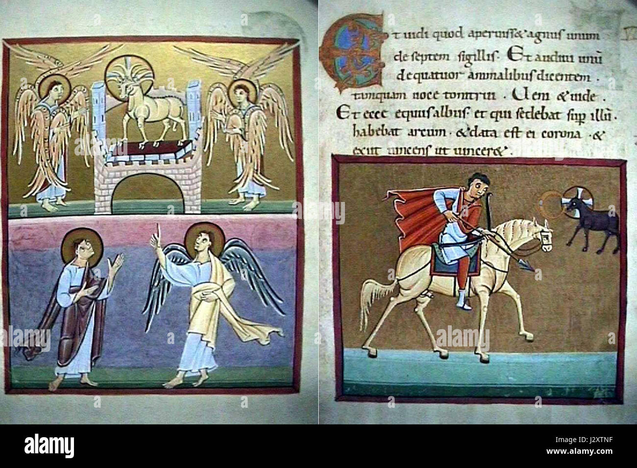 The Bamberg Apocalypse, a medieval manuscript, includes folios 013v and ...