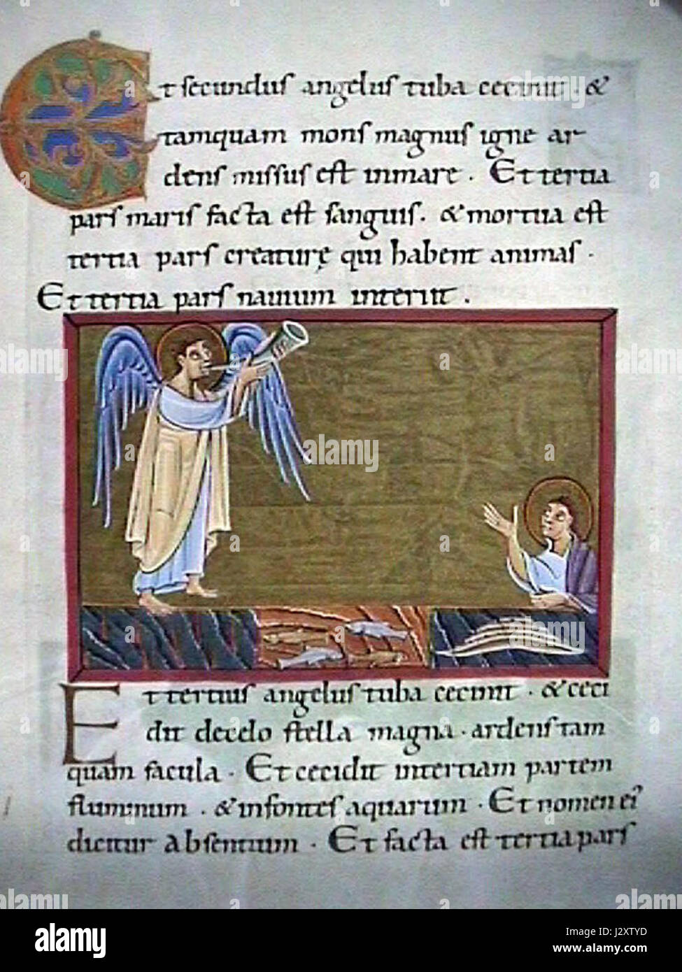 This page from the Bamberg Apocalypse manuscript depicts the Second ...