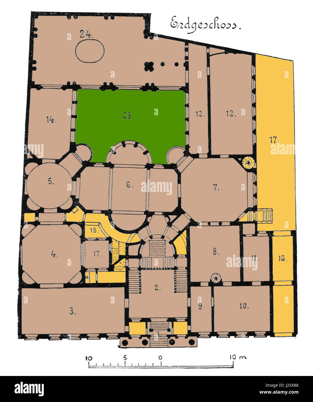 Berlin Palais Strousberg Grundriss Erdgeschoss coloured Stock Photo - Alamy