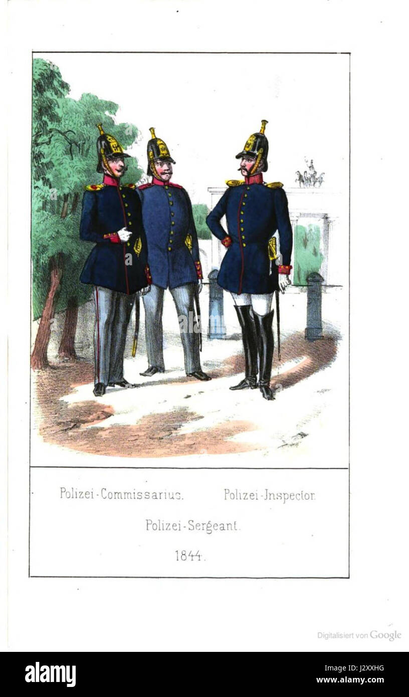 This image from 1844 depicts the Berlin Police, showcasing their ...