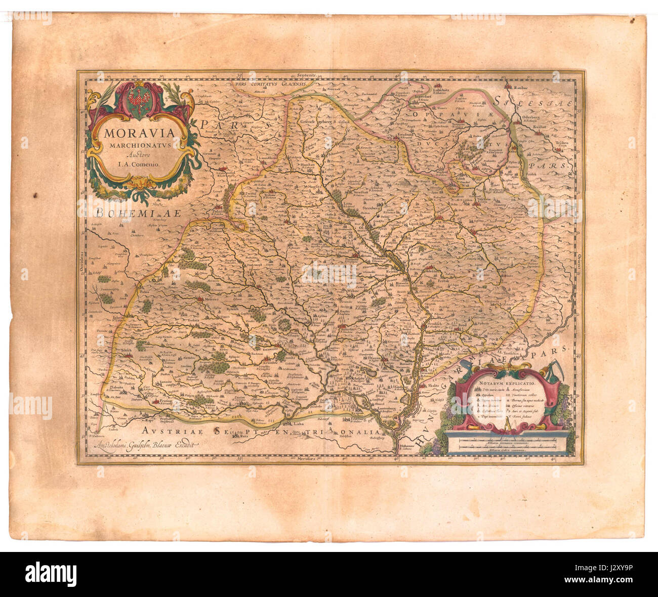 This map by Blaeu from 1645 details the region of Moravia, which was a ...
