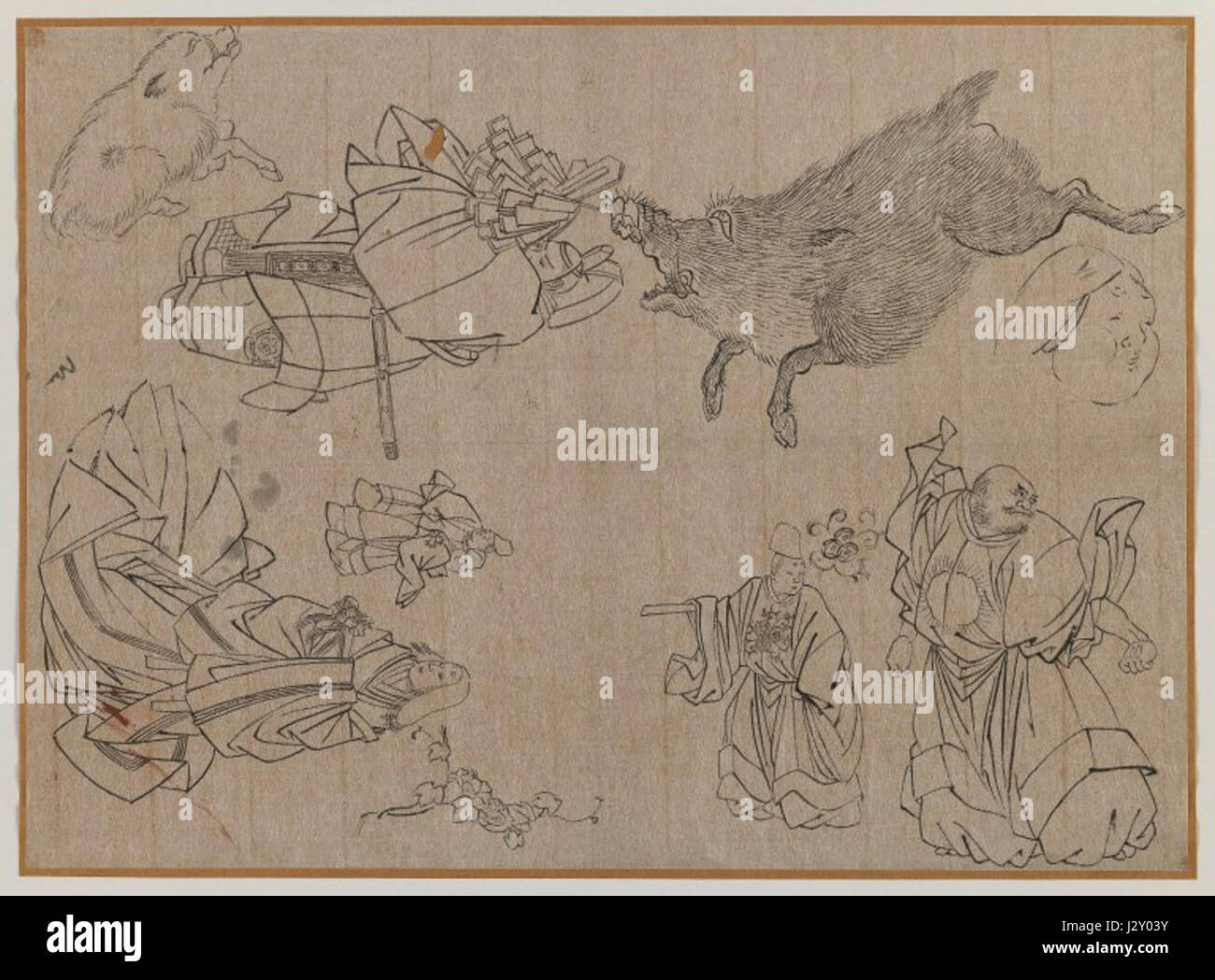 Brooklyn Museum - Figures and Animals in the Manner of Hokusai Stock ...