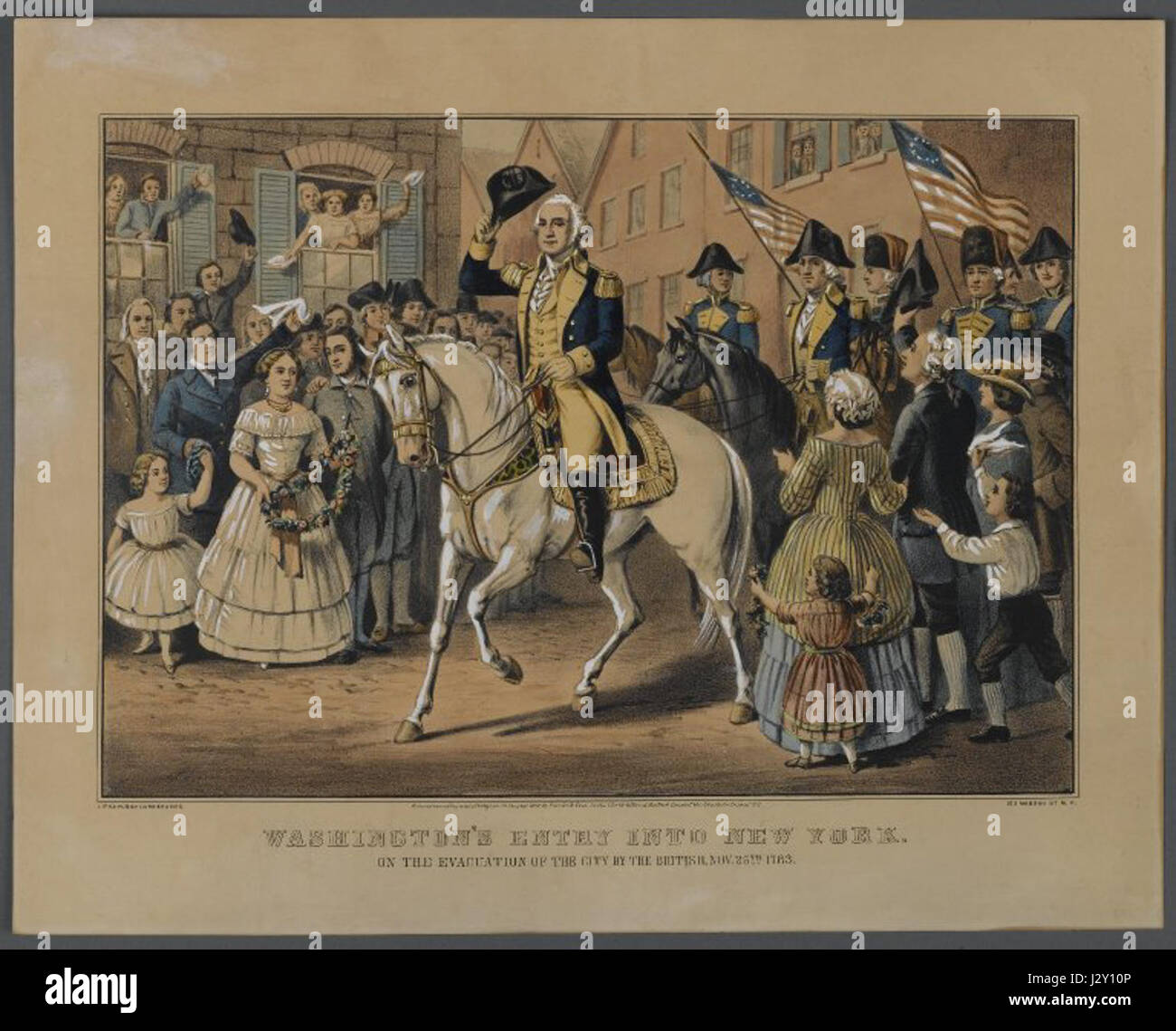 Brooklyn Museum - Washington's Entry into New York - Currier Ives Stock ...