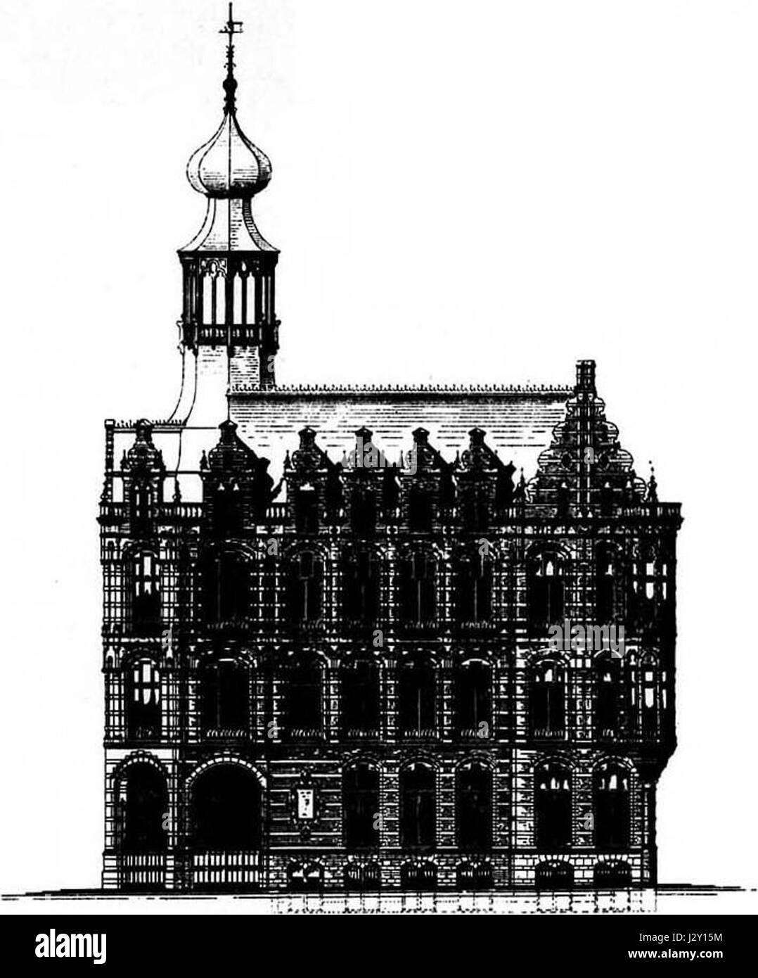 This image shows the Post Office in Amsterdam, designed by C.H. Peters ...