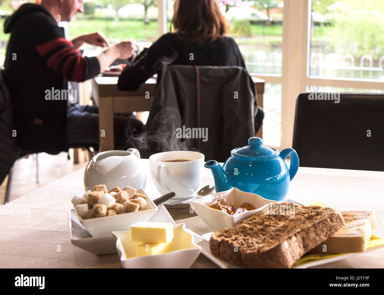 Food; Breakfast; Tea; Toast and marmalade; Toast slices; Teapot ...