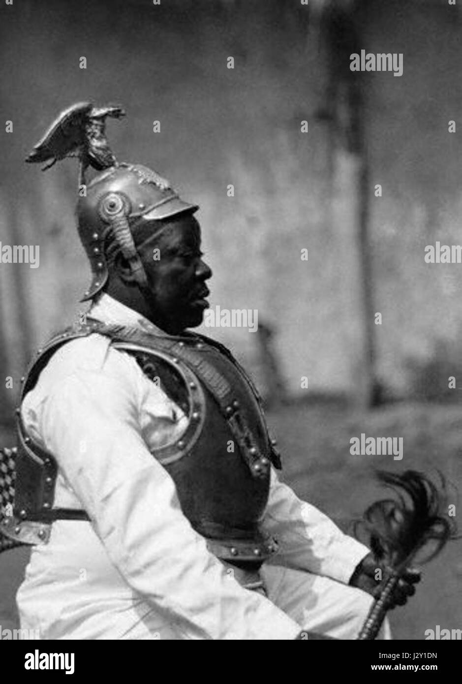 Cameroon chief German armour Stock Photo - Alamy