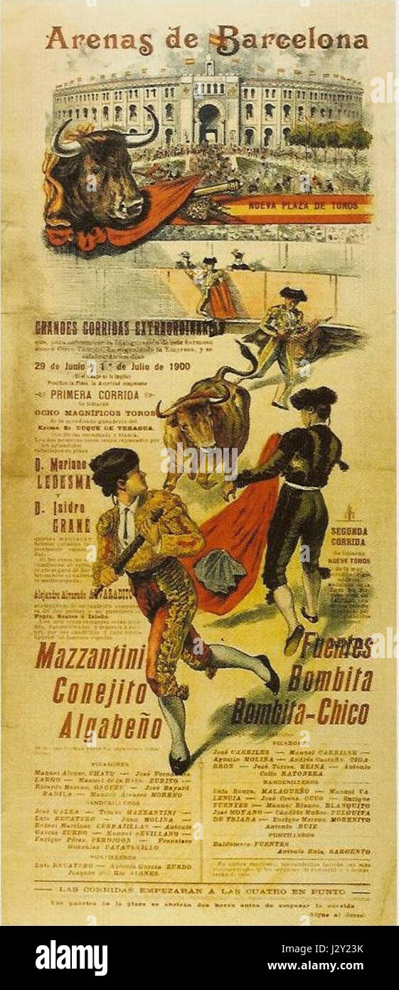 'Cartel toros Barcelona' refers to a bullfighting poster from Barcelona ...