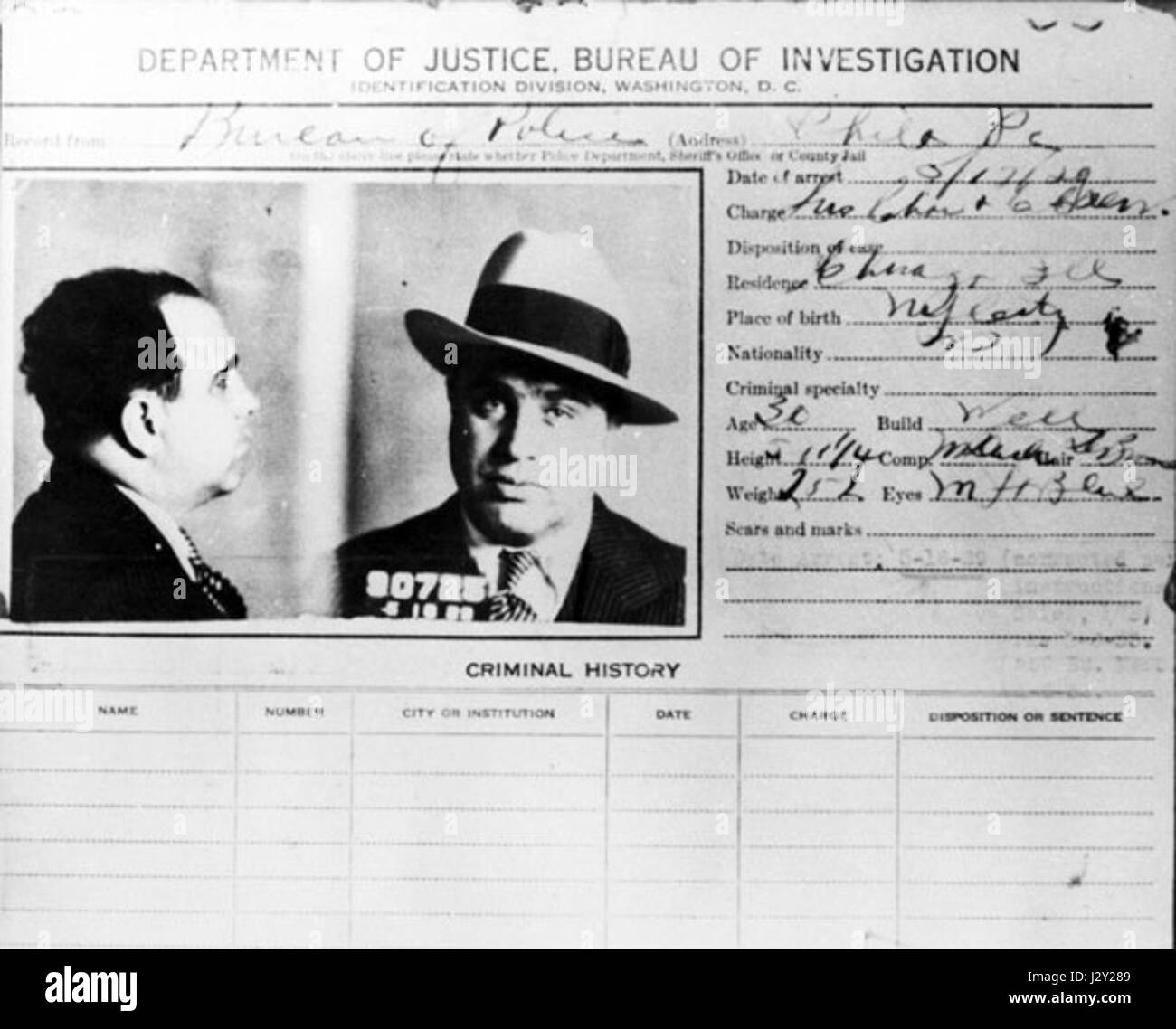 Criminal record card Black and White Stock Photos & Images - Alamy