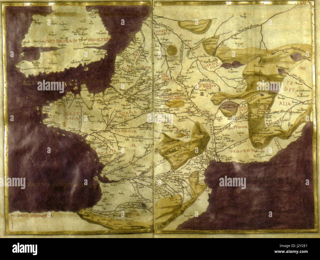 This modern map of France, created by Pietro del Massaio and Hugues ...