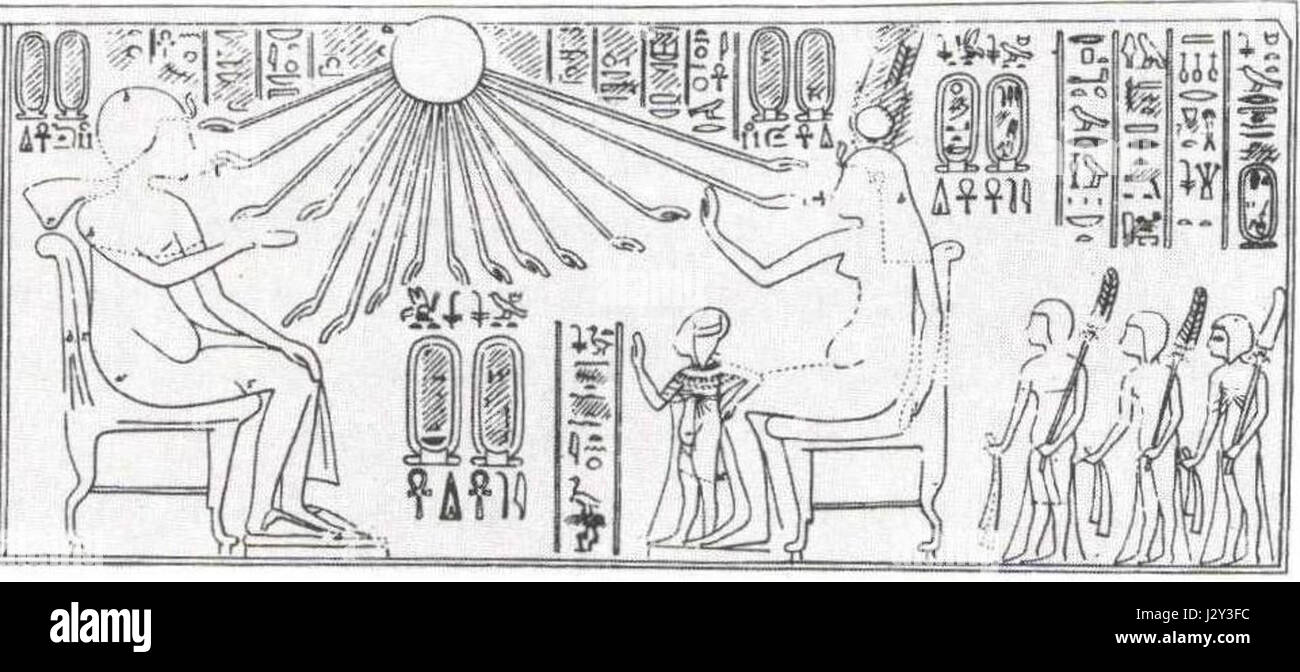 This depiction of the family of Akhenaten, an ancient Egyptian Pharaoh ...