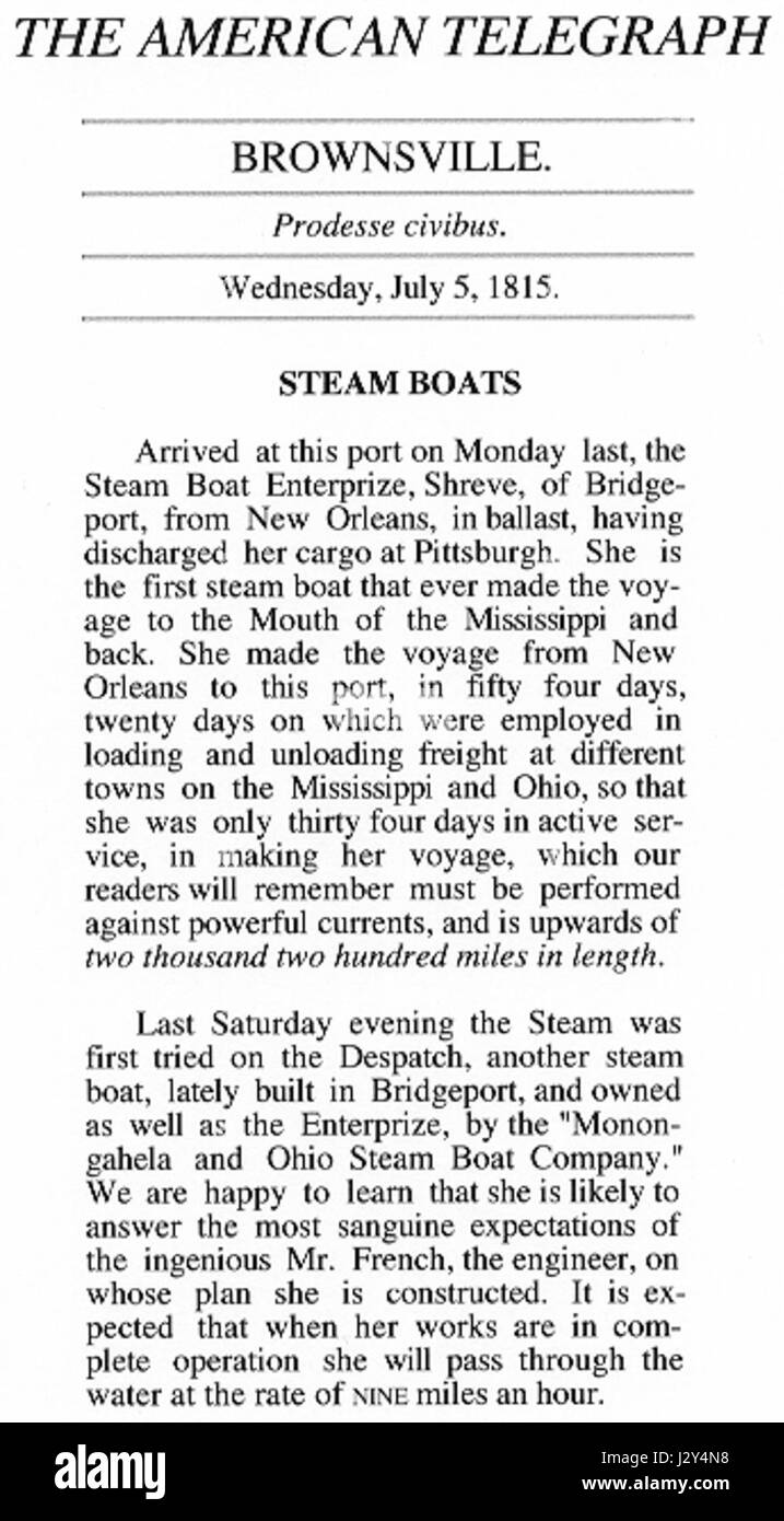 This document details the American Telegraph from July 5, 1815, a key ...