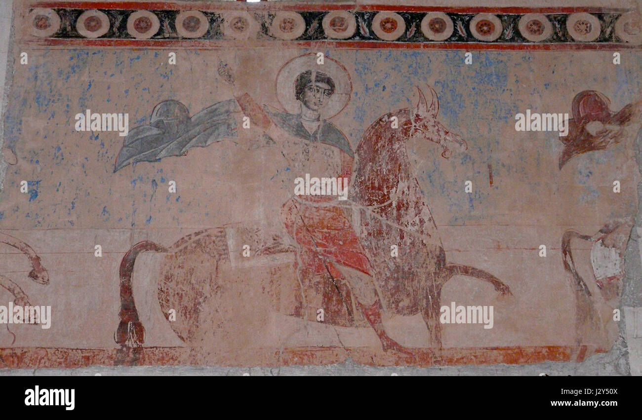 The Ananuri mural, located in the Ananuri Fortress, Georgia, features ...