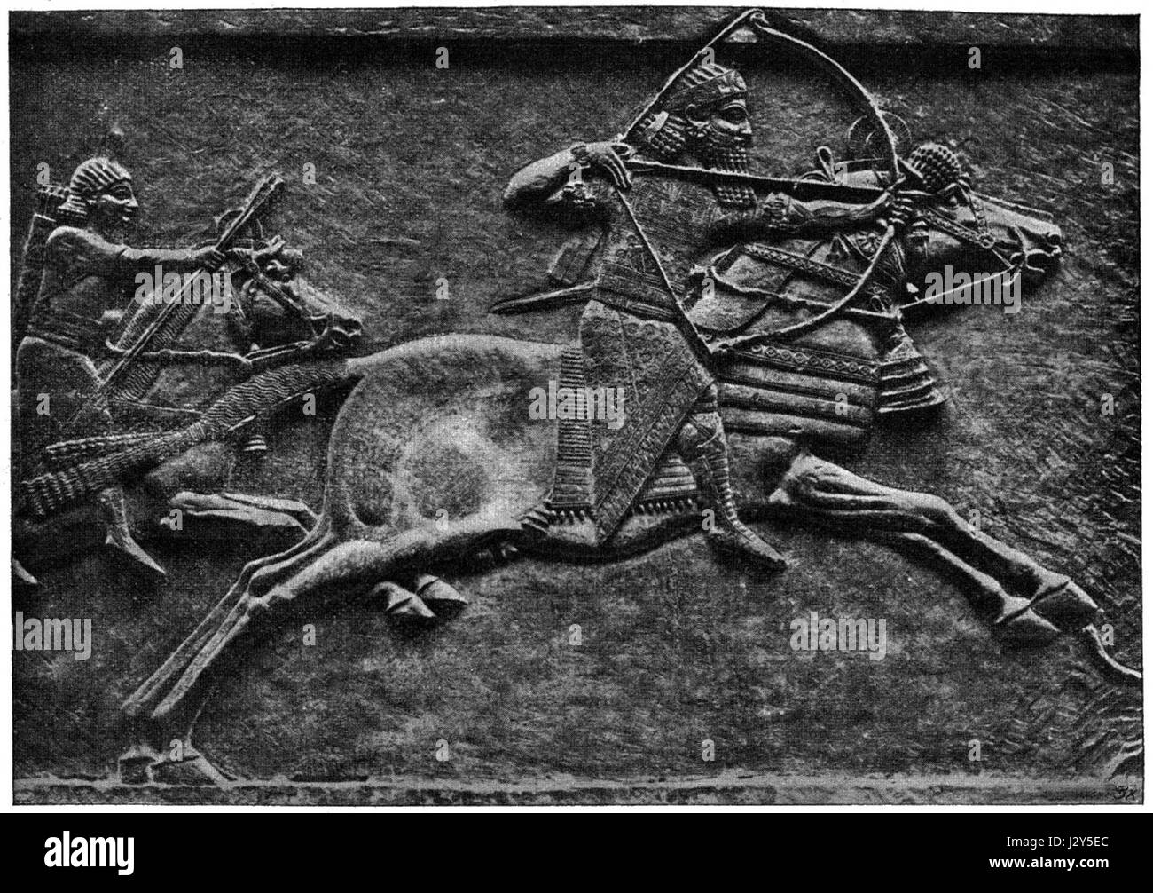 This artwork depicts the ancient Assyrian king Assurbanipal on a ...