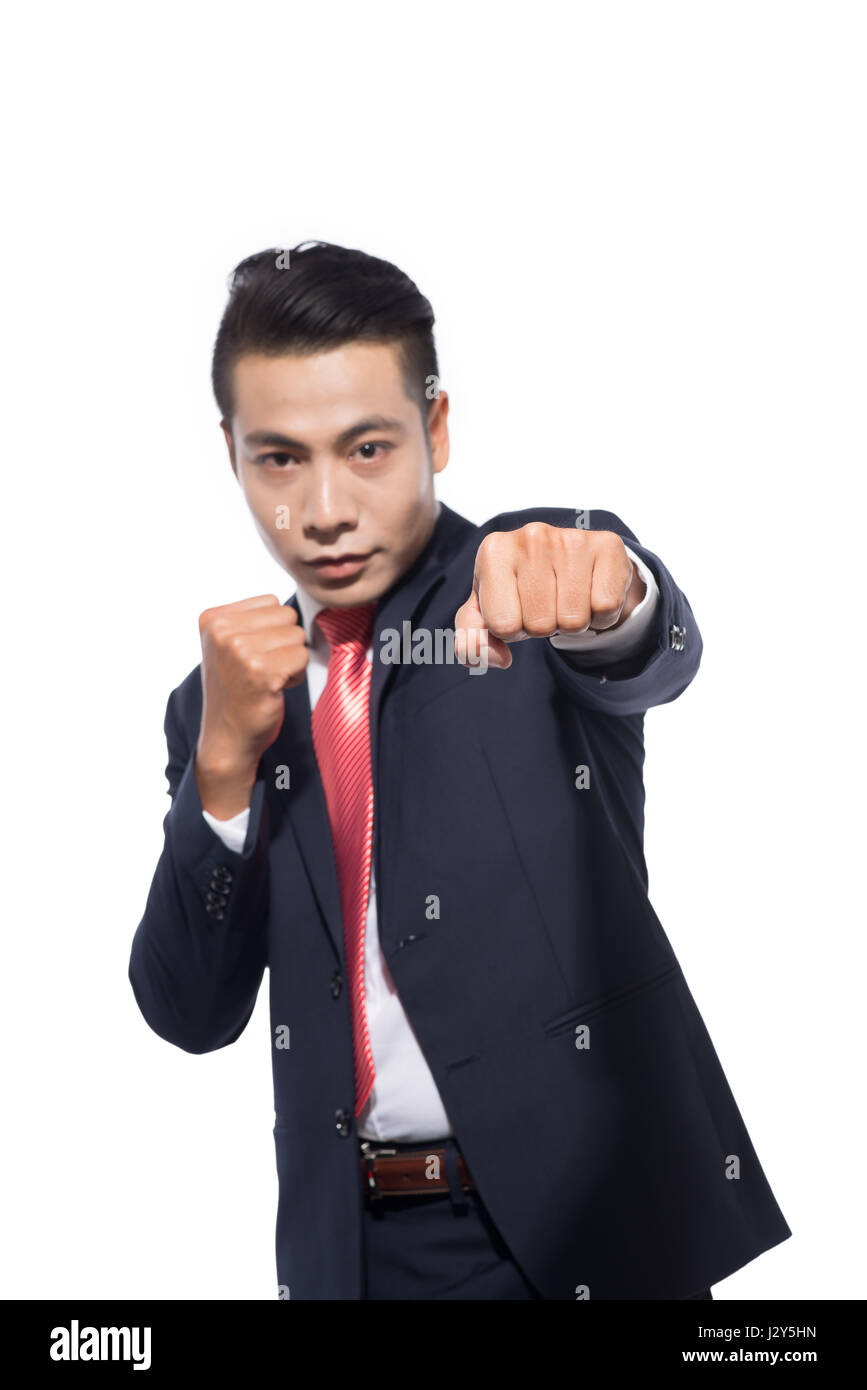 Young asian businessman fighting Stock Photo - Alamy