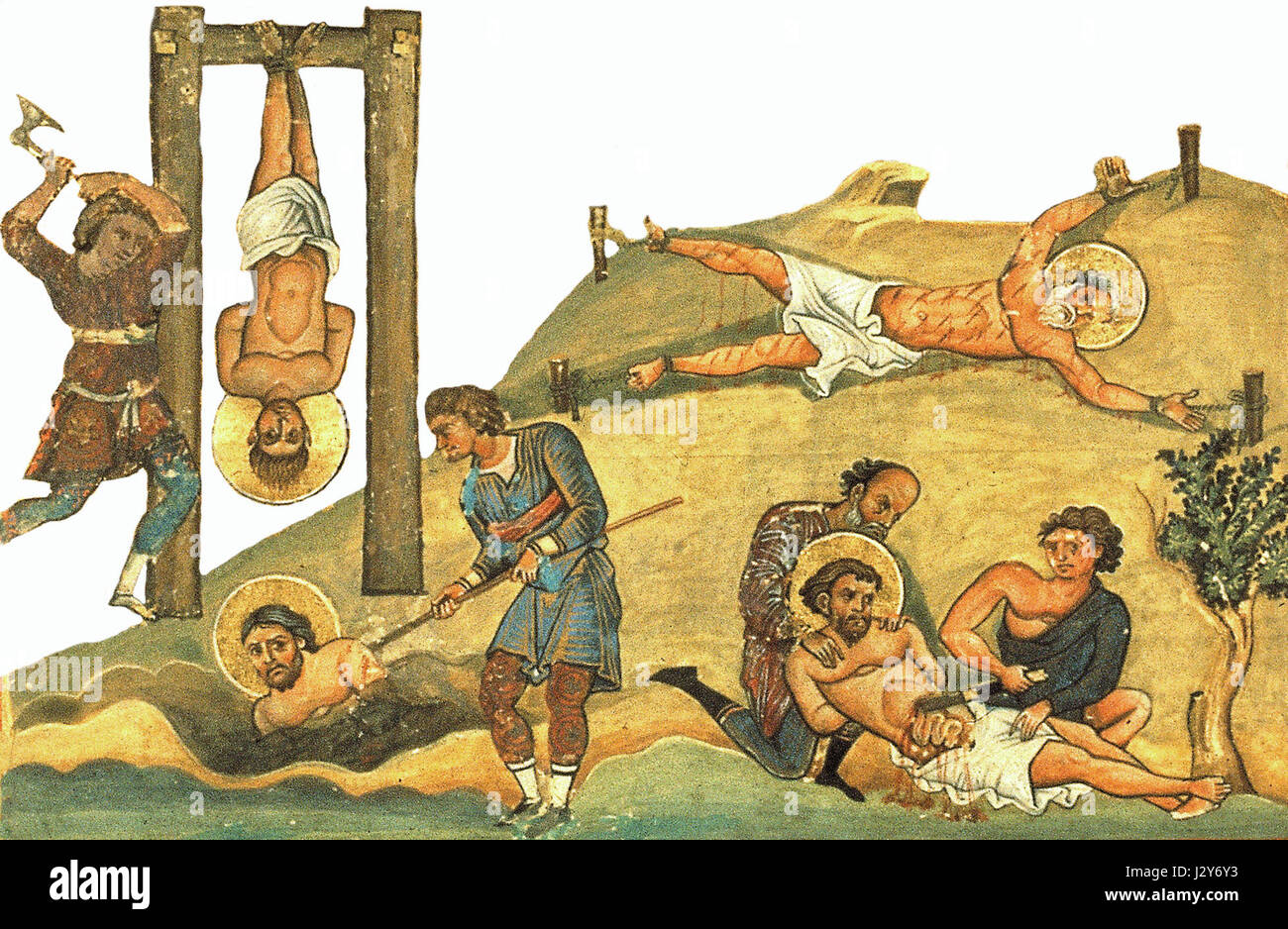 The Menologion of Basil II, an illuminated manuscript, depicts four ...