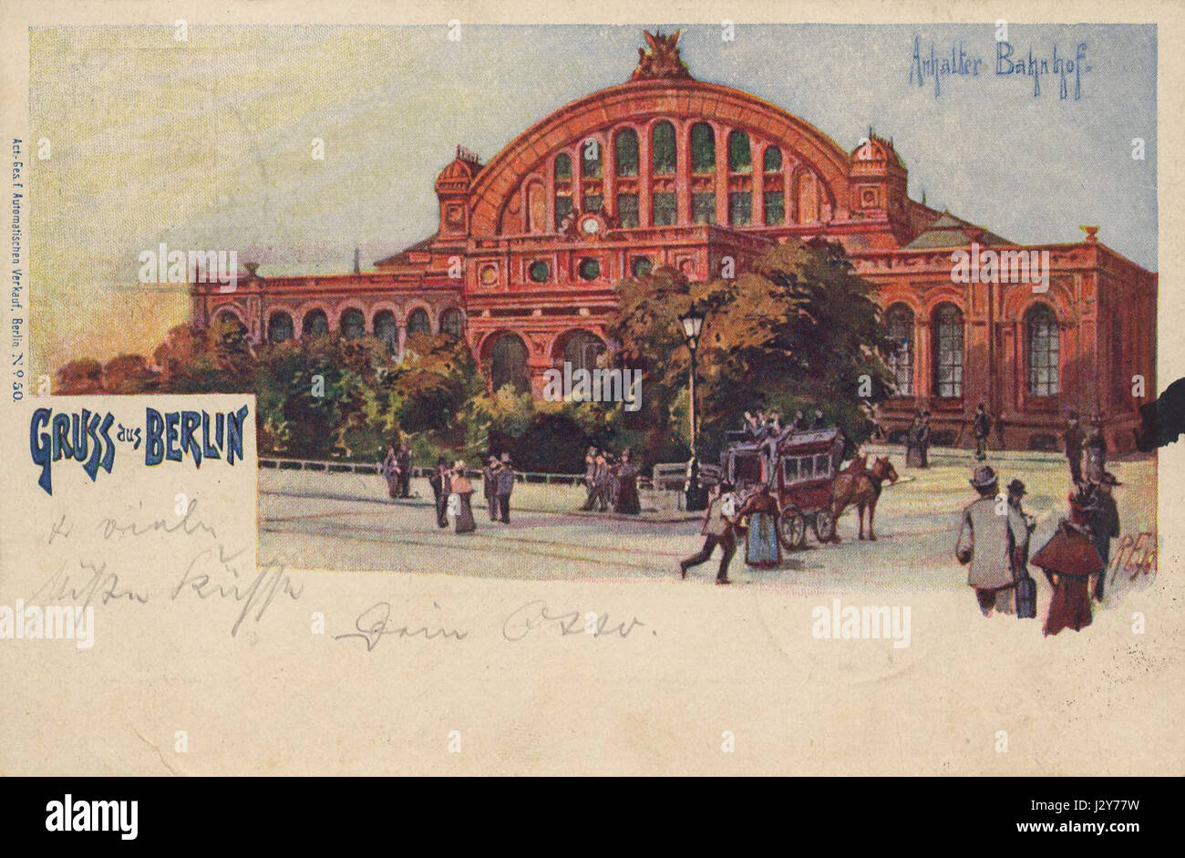 A postcard featuring a historical view of Berlin-Kreuzberg, Germany ...