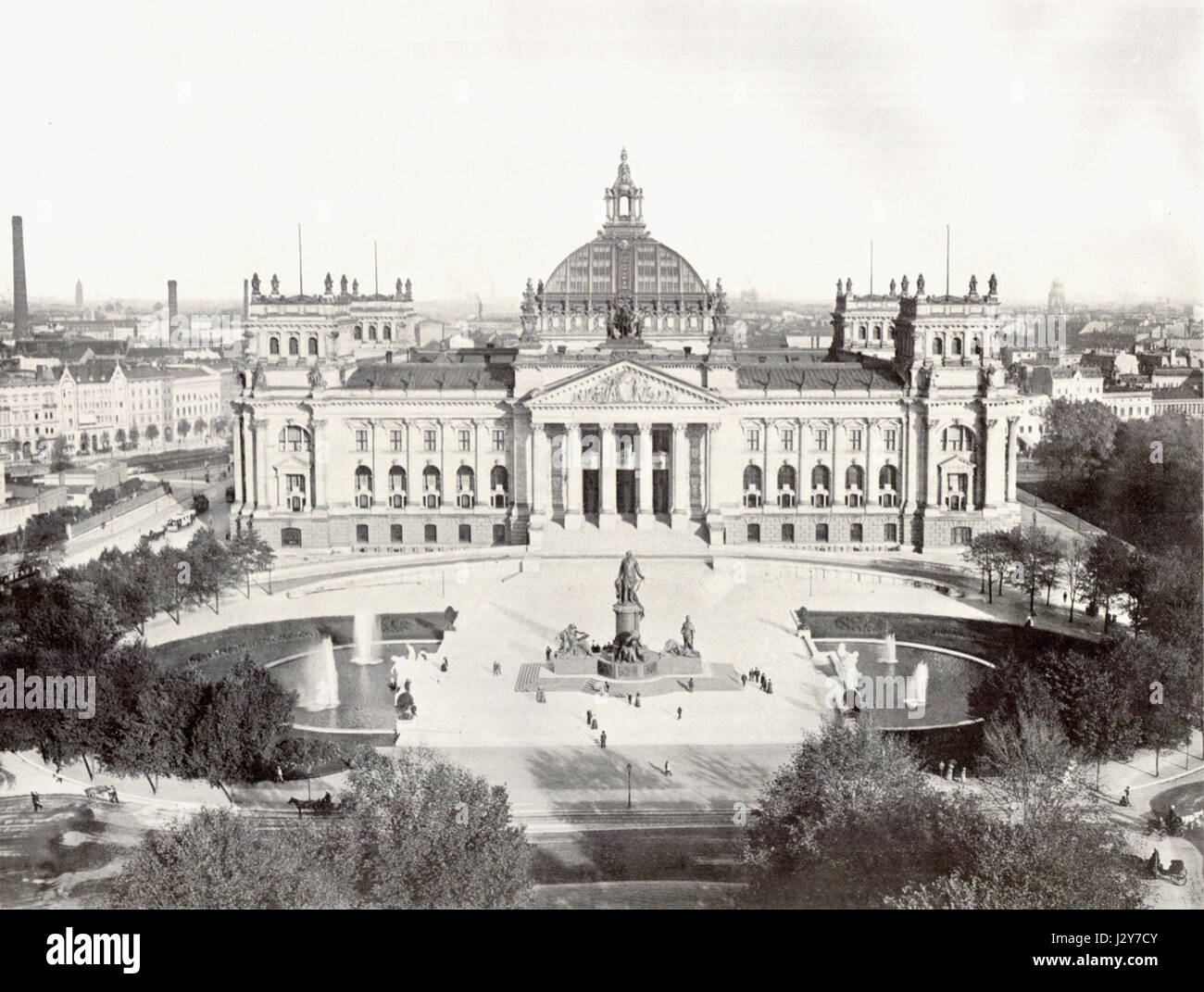 This image depicts the Reichstag building in Berlin around 1900, with ...