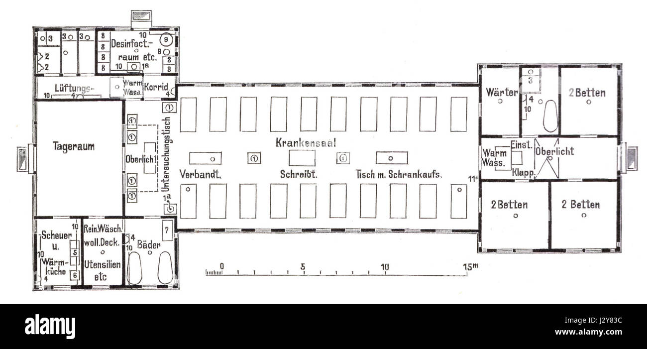 This architectural drawing from the Berlin Krankenhaus Moabit shows the ...