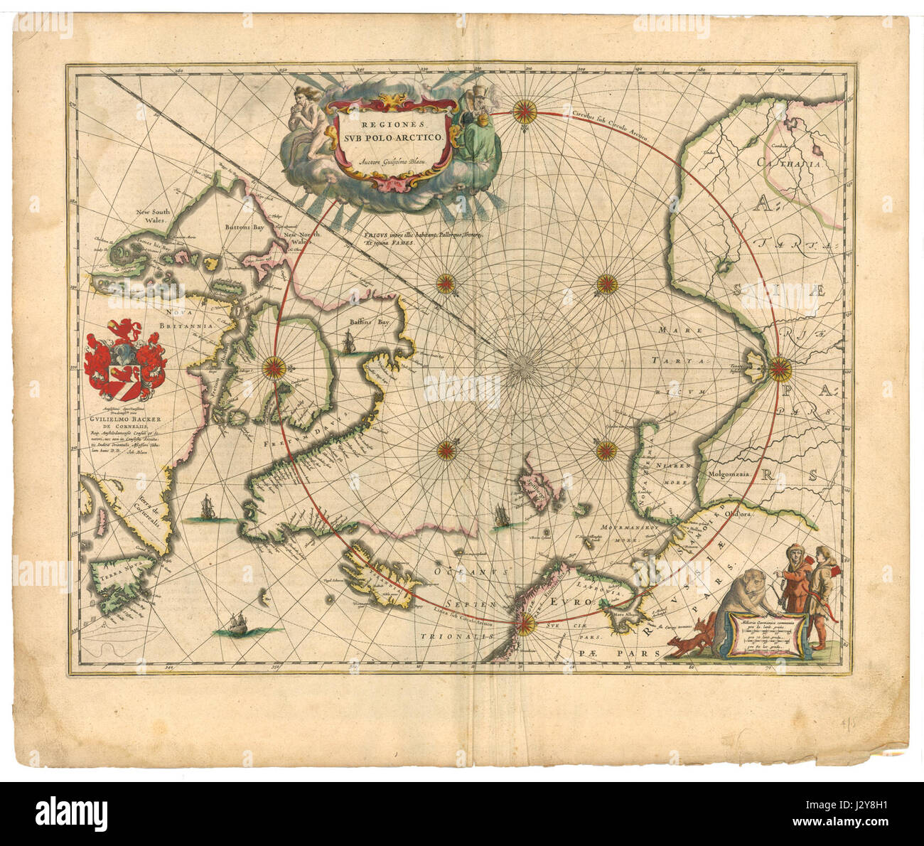 The Blaeu 1645 map, titled 'Regiones sub Polo Arctico', provides a detailed representation of ...