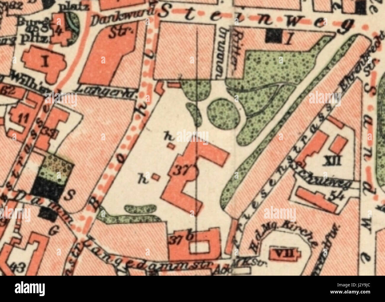 This 1899 map of Braunschweig (Brunswick), Germany, provides a detailed ...
