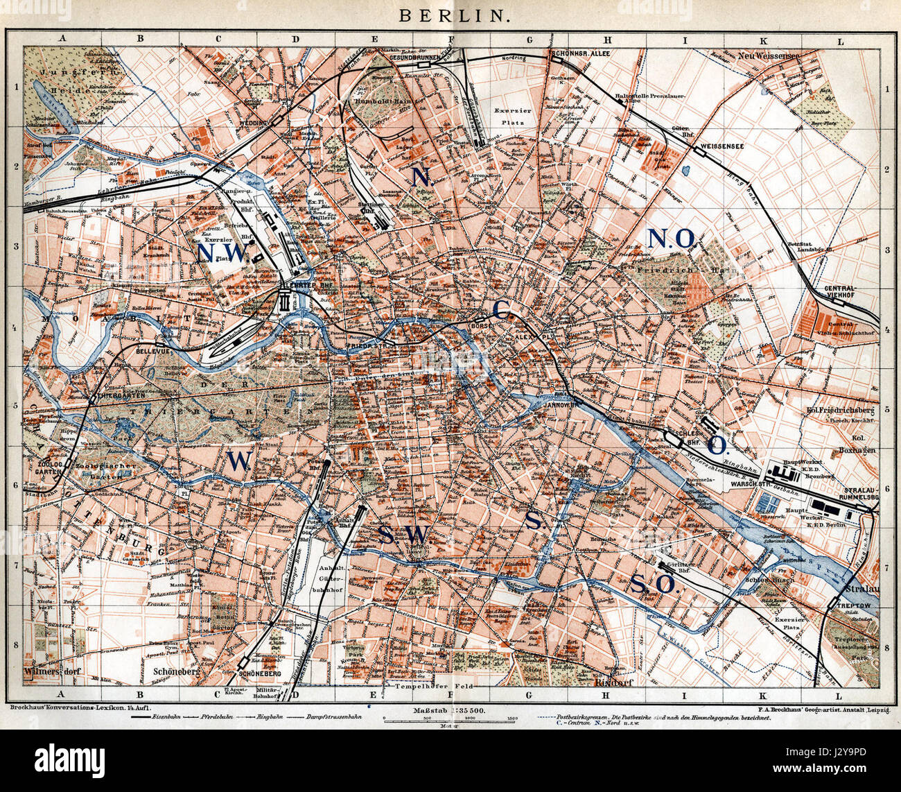 The Brockhaus 14 Karte of Berlin is a historical map detailing the city ...