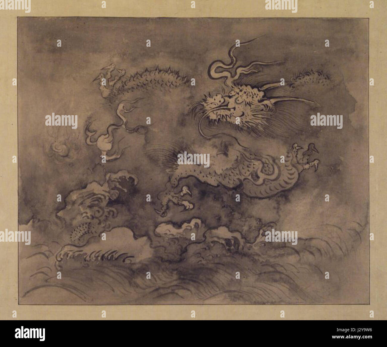 The 'Dragon Clouds and Waves' is a prominent artwork displayed at the ...