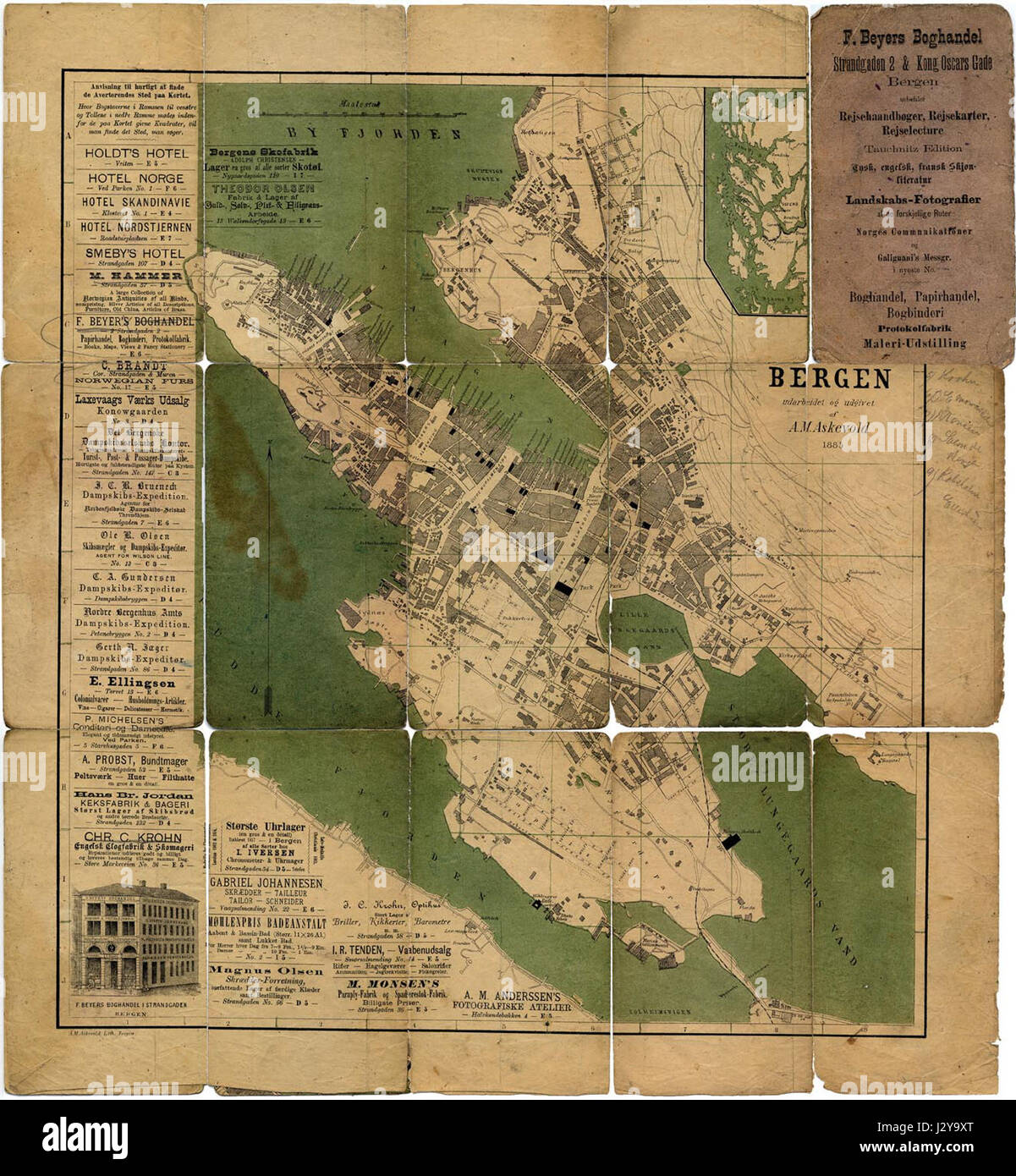 This title refers to a map (Bsrw) of Bergen, Norway, from 1885 ...