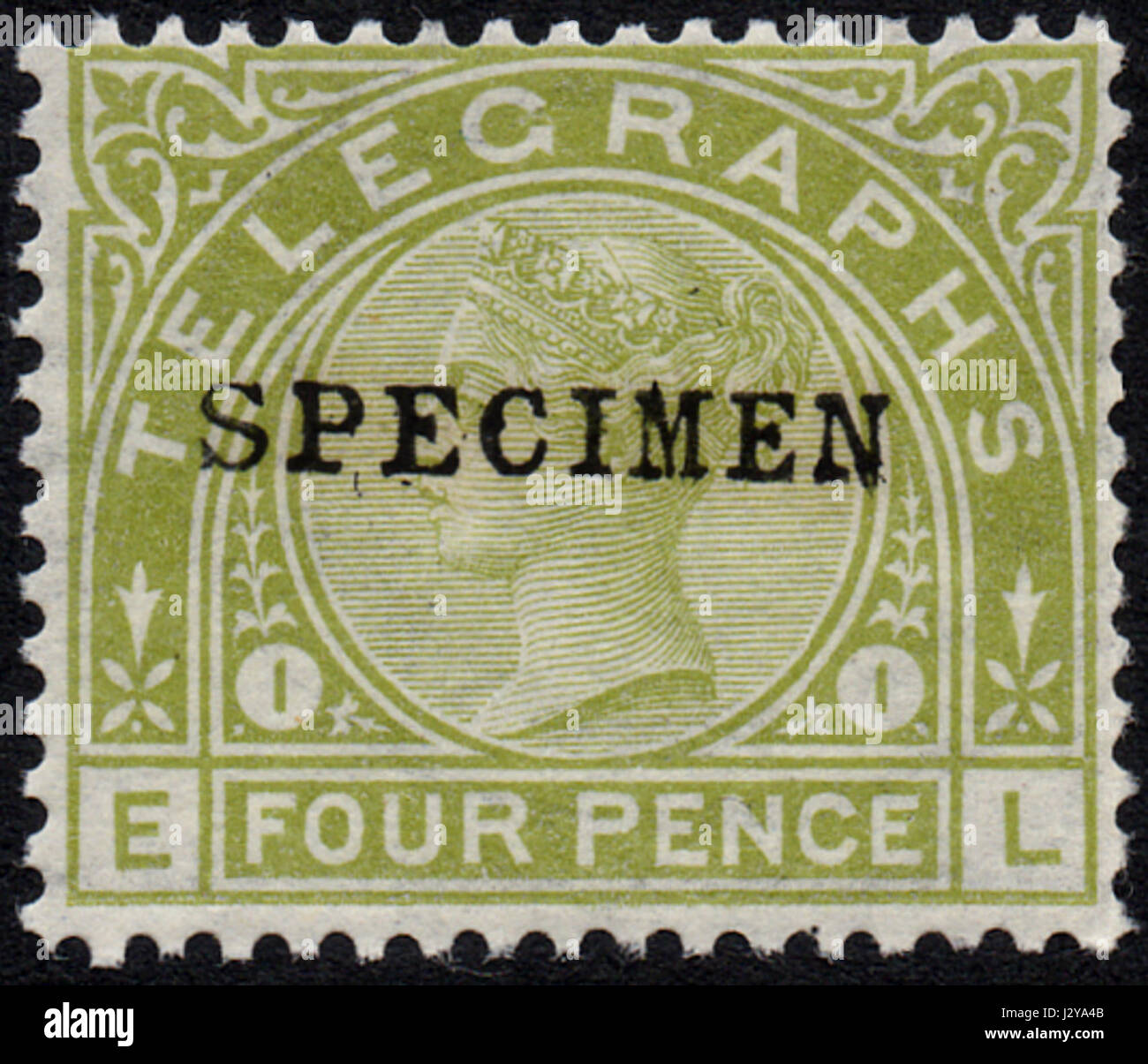 British 4 pence specimen telegraph stamp Stock Photo - Alamy