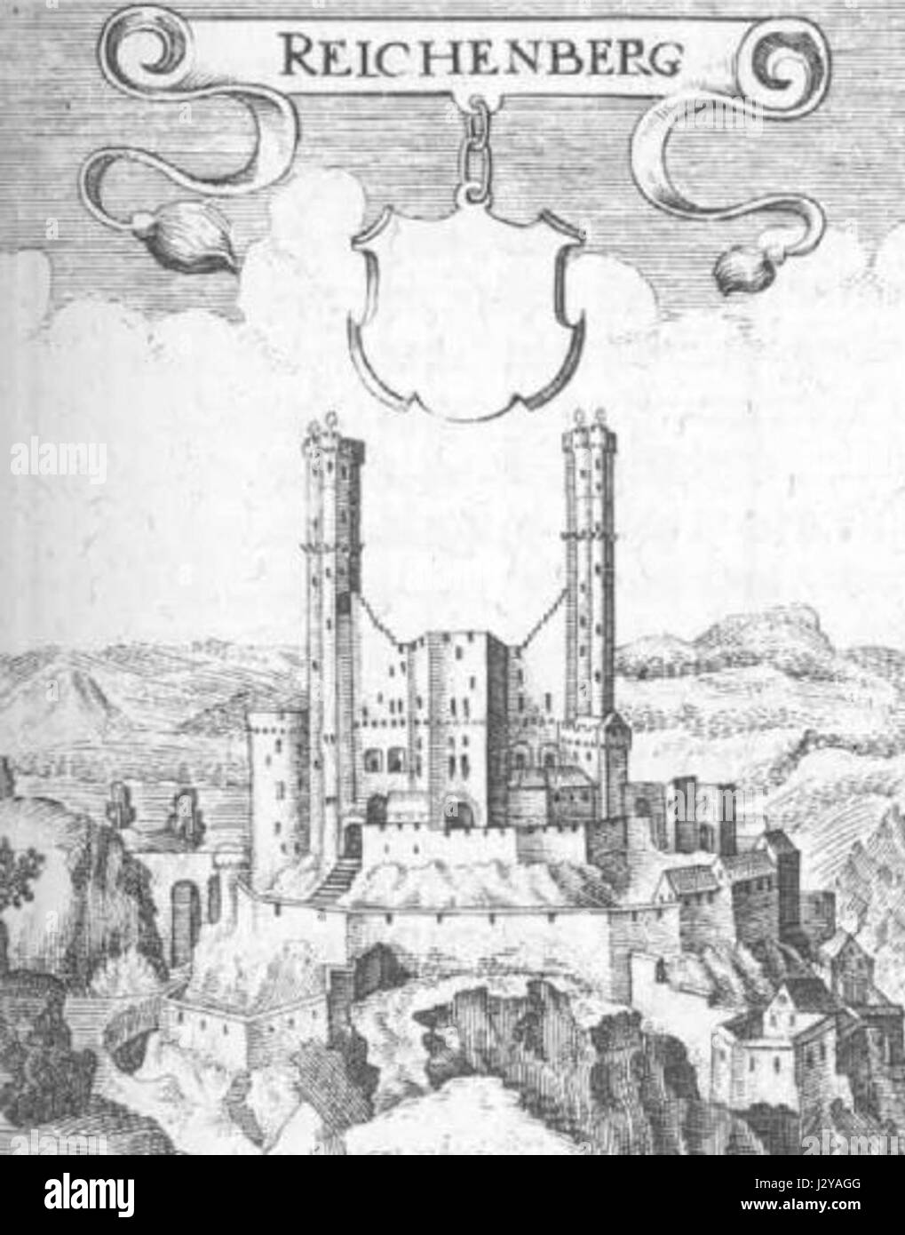 This map or image depicts Burg Reichenberg in the Mittelrhein region of ...