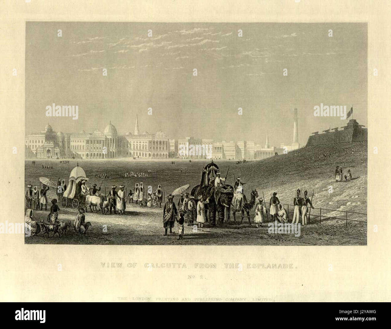 The 1850 painting of the Calcutta Esplanade depicts a bustling scene of this iconic park area in ...