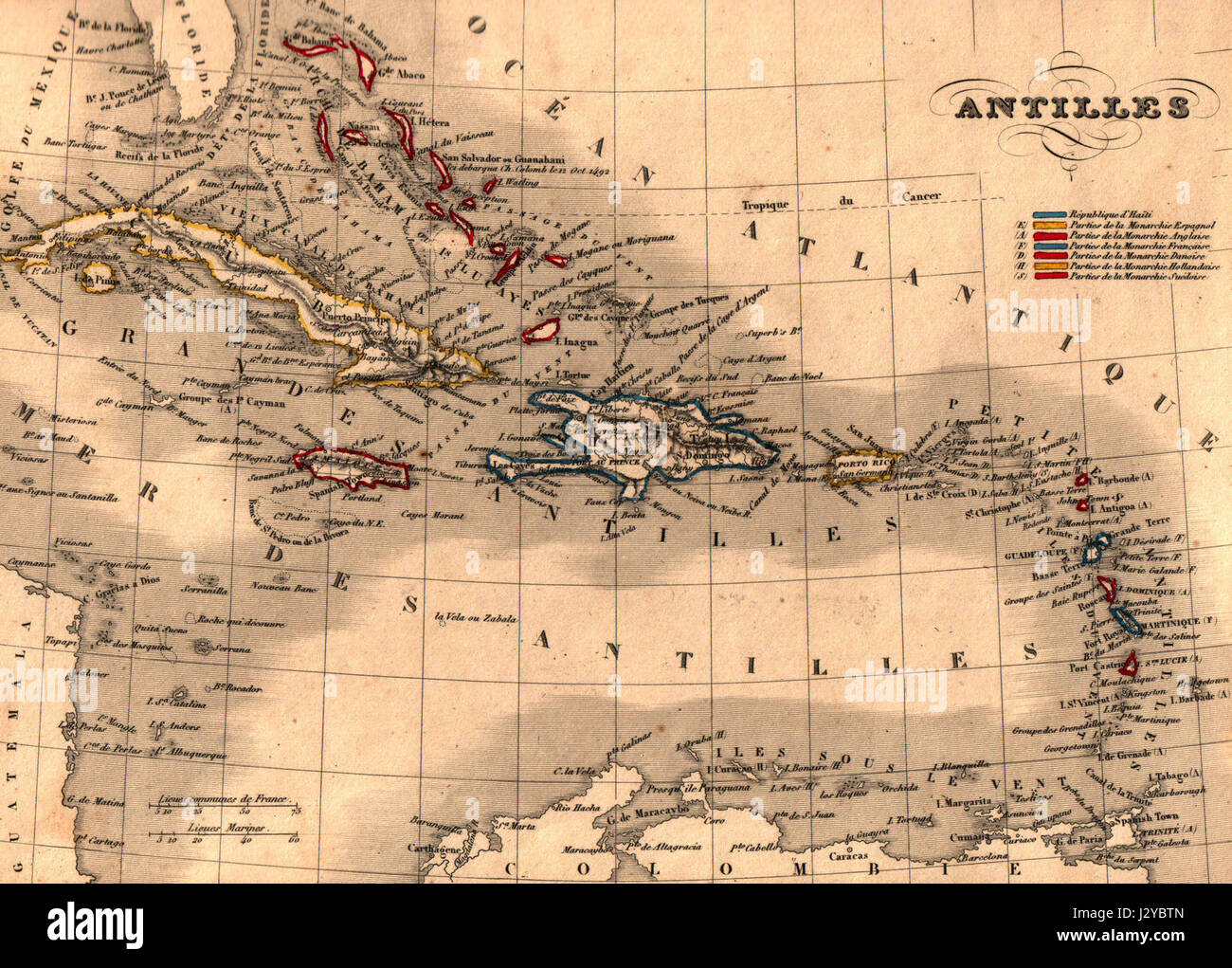 Caribbean colonies map hi-res stock photography and images - Alamy